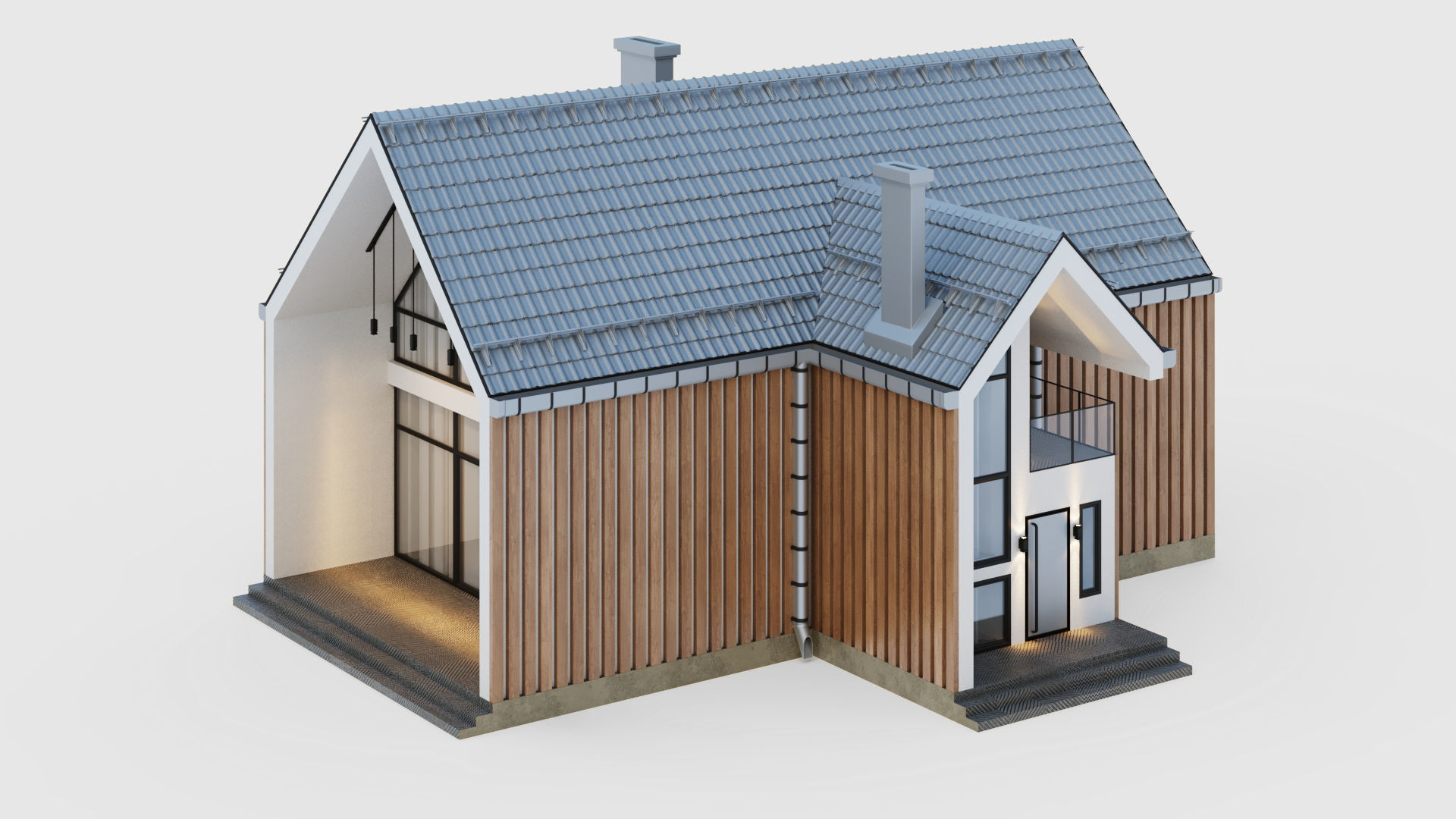 Barnhouse with terraces and balconies 3D model | CGTrader