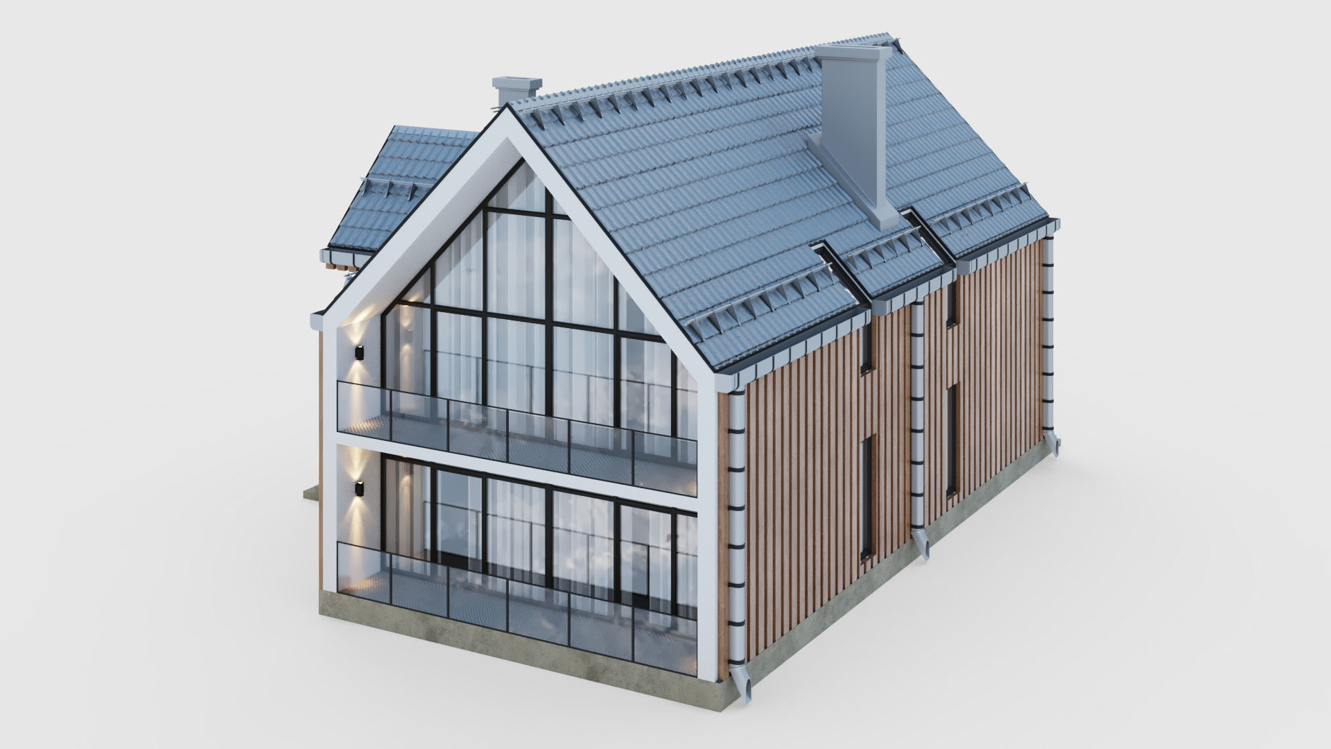 Barnhouse with terraces and balconies 3D model | CGTrader