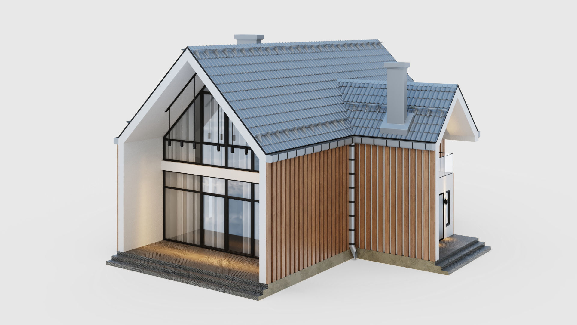 Barnhouse with terraces and balconies 3D model | CGTrader