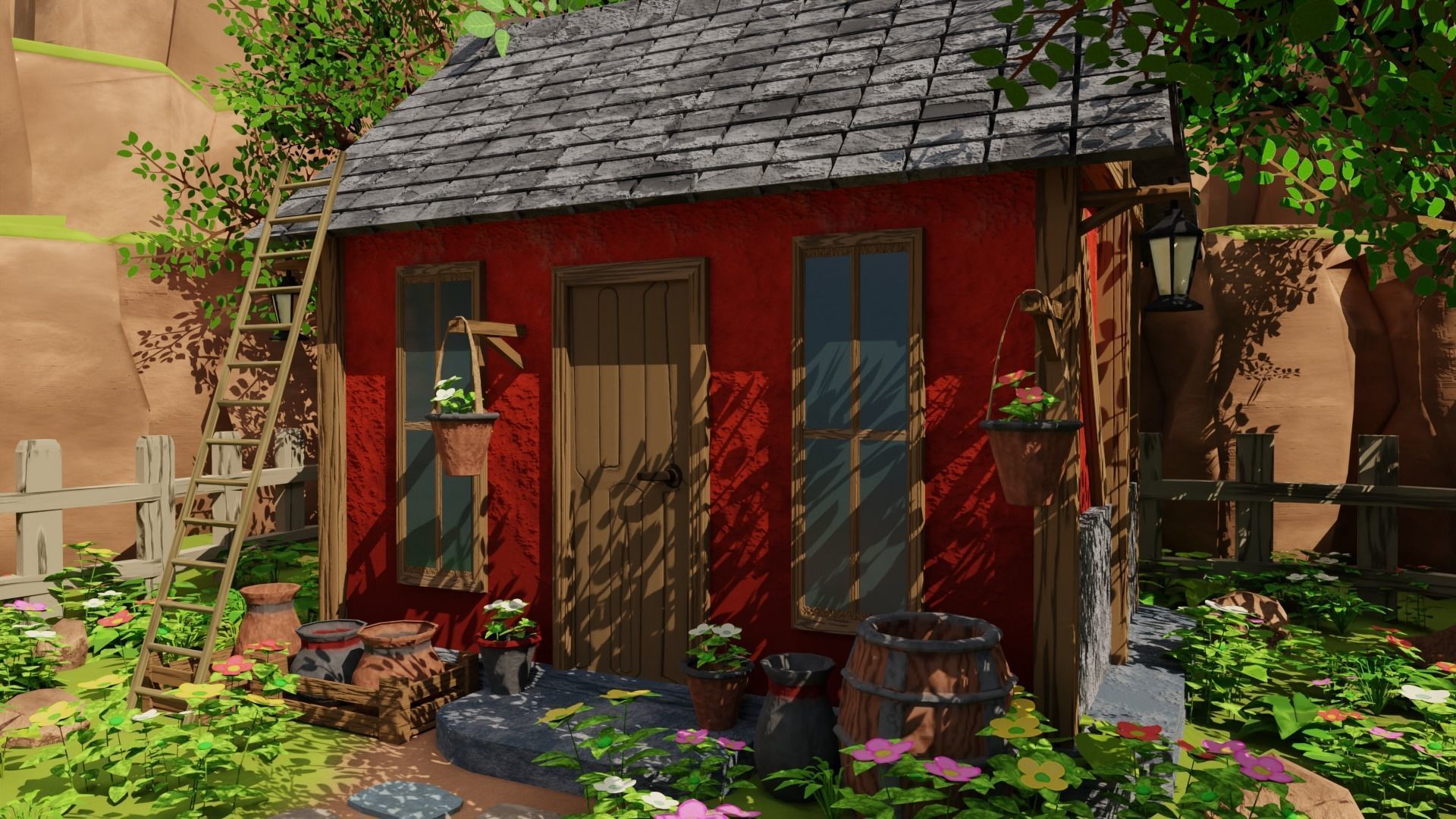Red House Scene 3D model | CGTrader