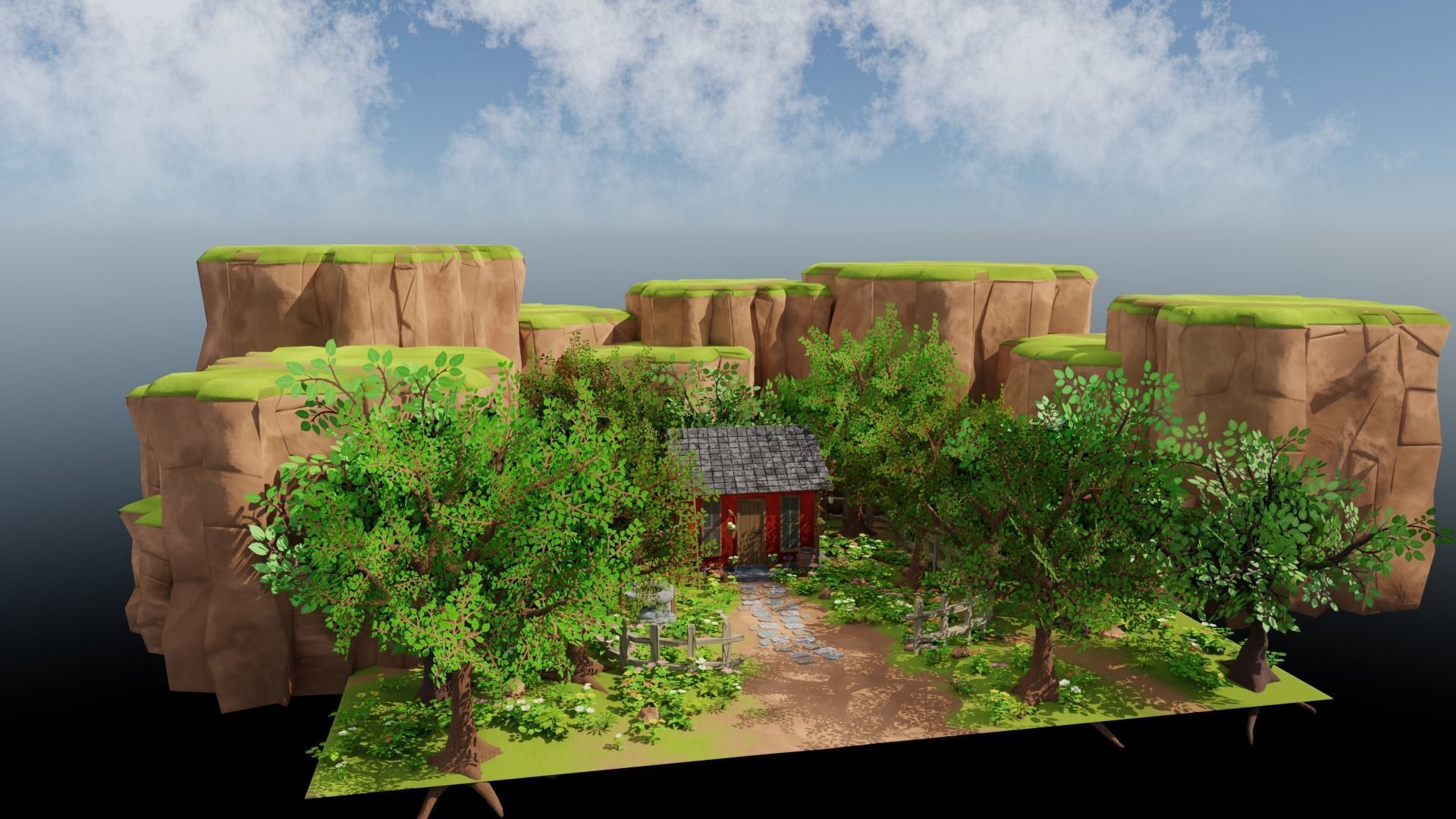 Red House Scene 3D model | CGTrader