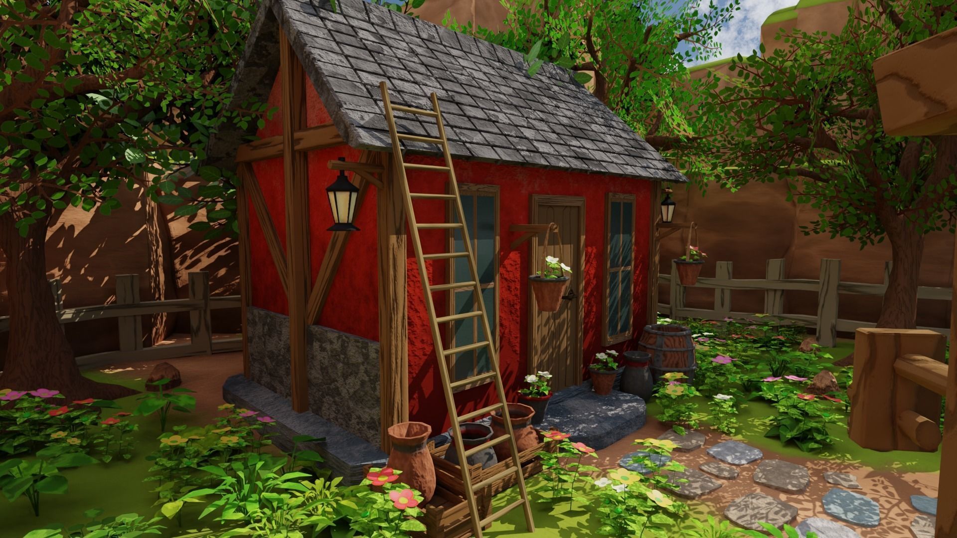 Red House Scene 3D model | CGTrader