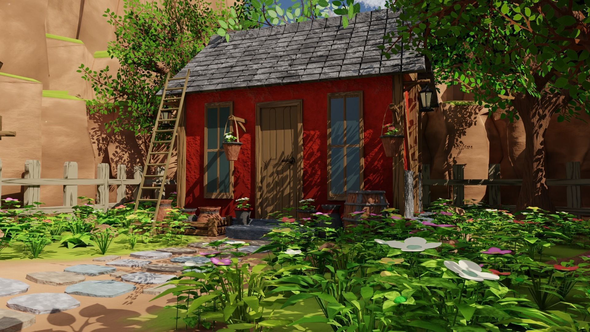 Red House Scene 3D model | CGTrader