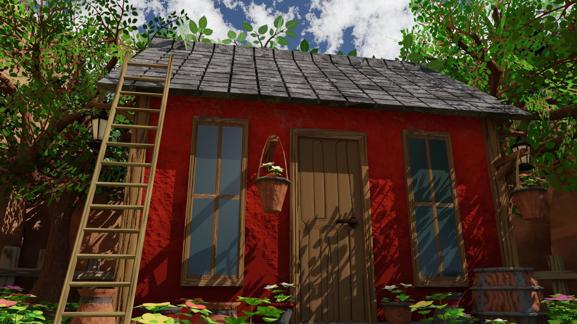 Red House Scene 3D model | CGTrader