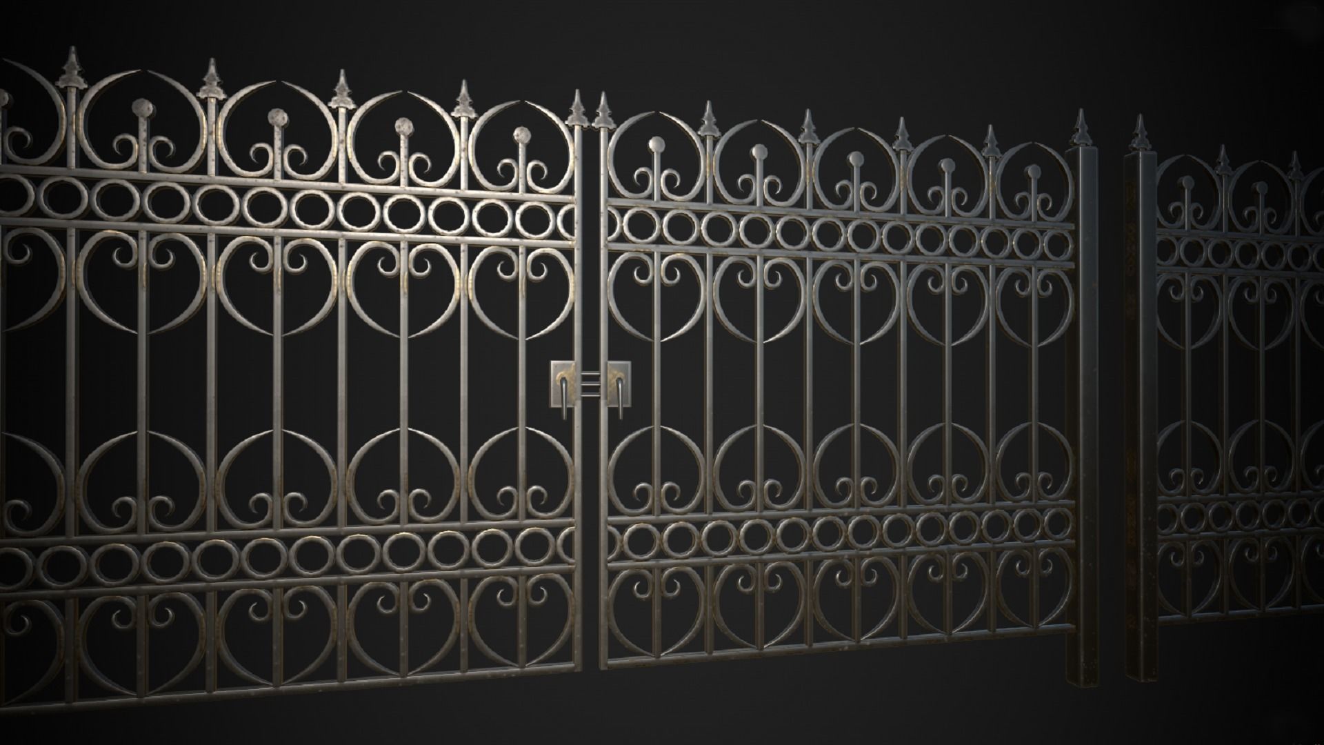 3D model Gate and fence Metal Art JPEG PNG 2 texture packs VR / AR ...