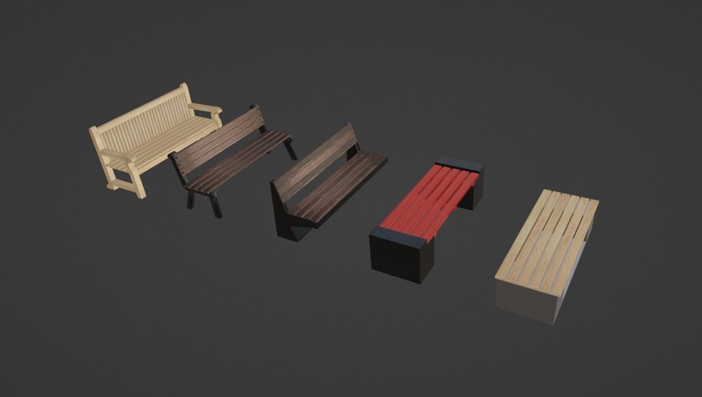 Outdoor benches free VR / AR / low-poly 3D model | CGTrader