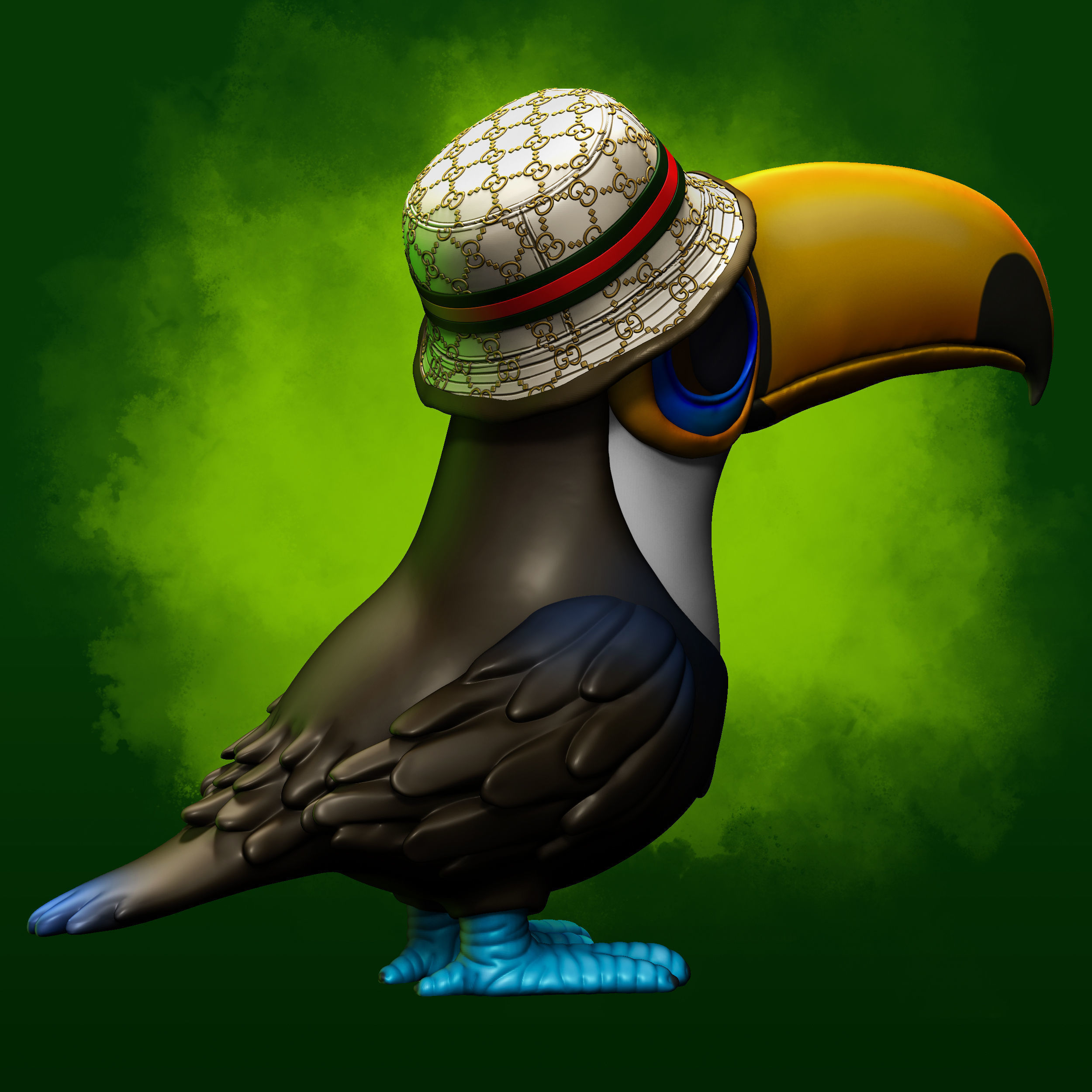 Gucci hat Kawaii toucan 3D print model 3D model 3D printable | CGTrader