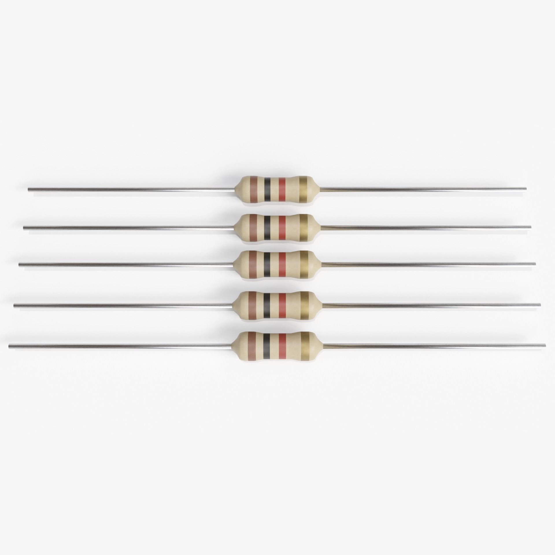 Resistors with Editable Color Bands 3D model | CGTrader