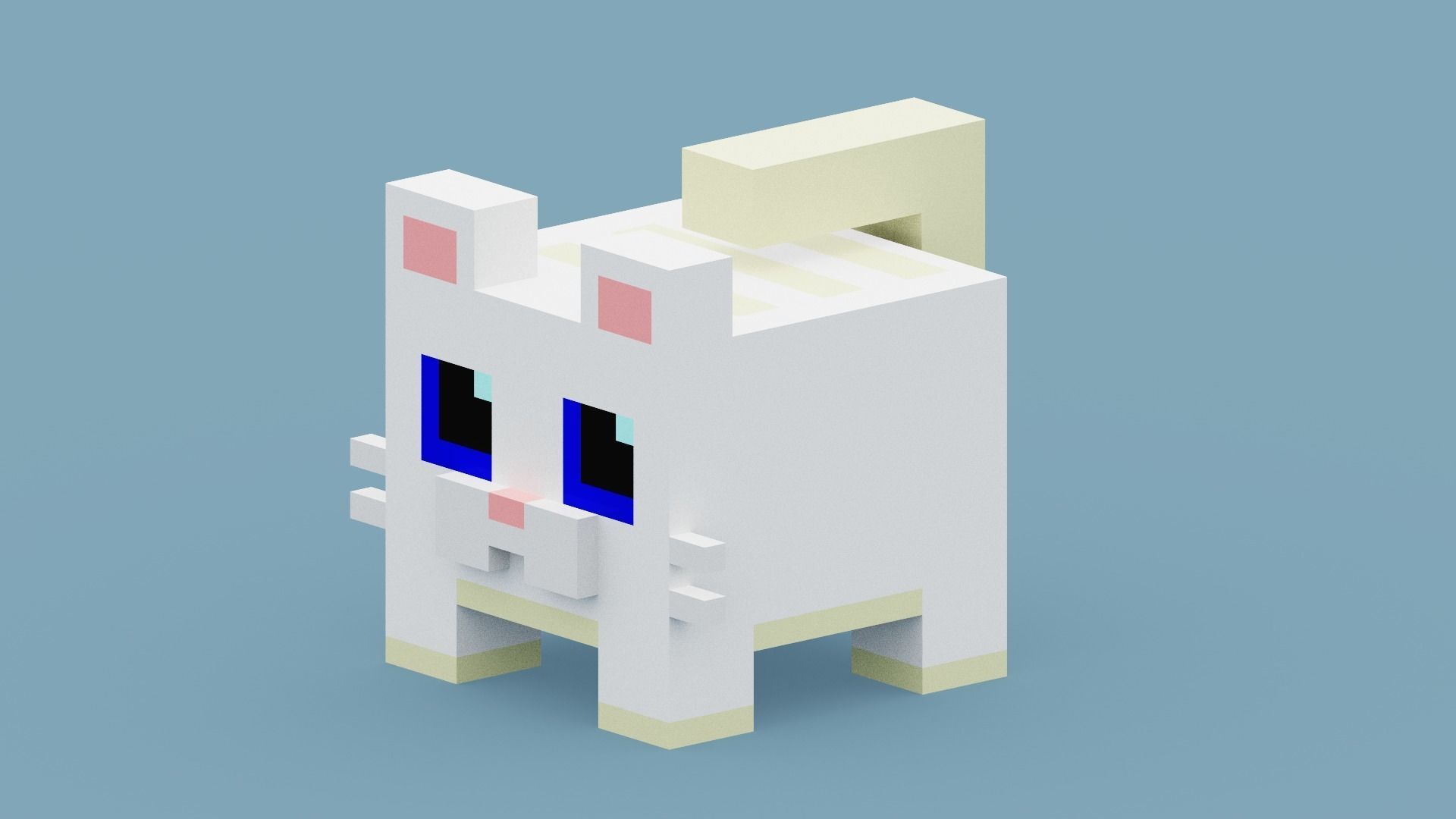 3D model Voxel White Cat VR / AR / low-poly | CGTrader