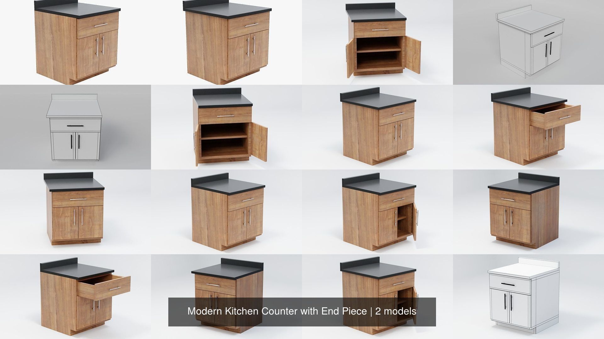 Modern Kitchen Counter with End Piece 3D Model Collection | CGTrader