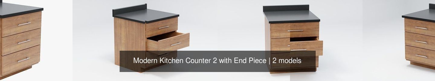 Modern Kitchen Counter 2 with End Piece 3D Model Collection | CGTrader