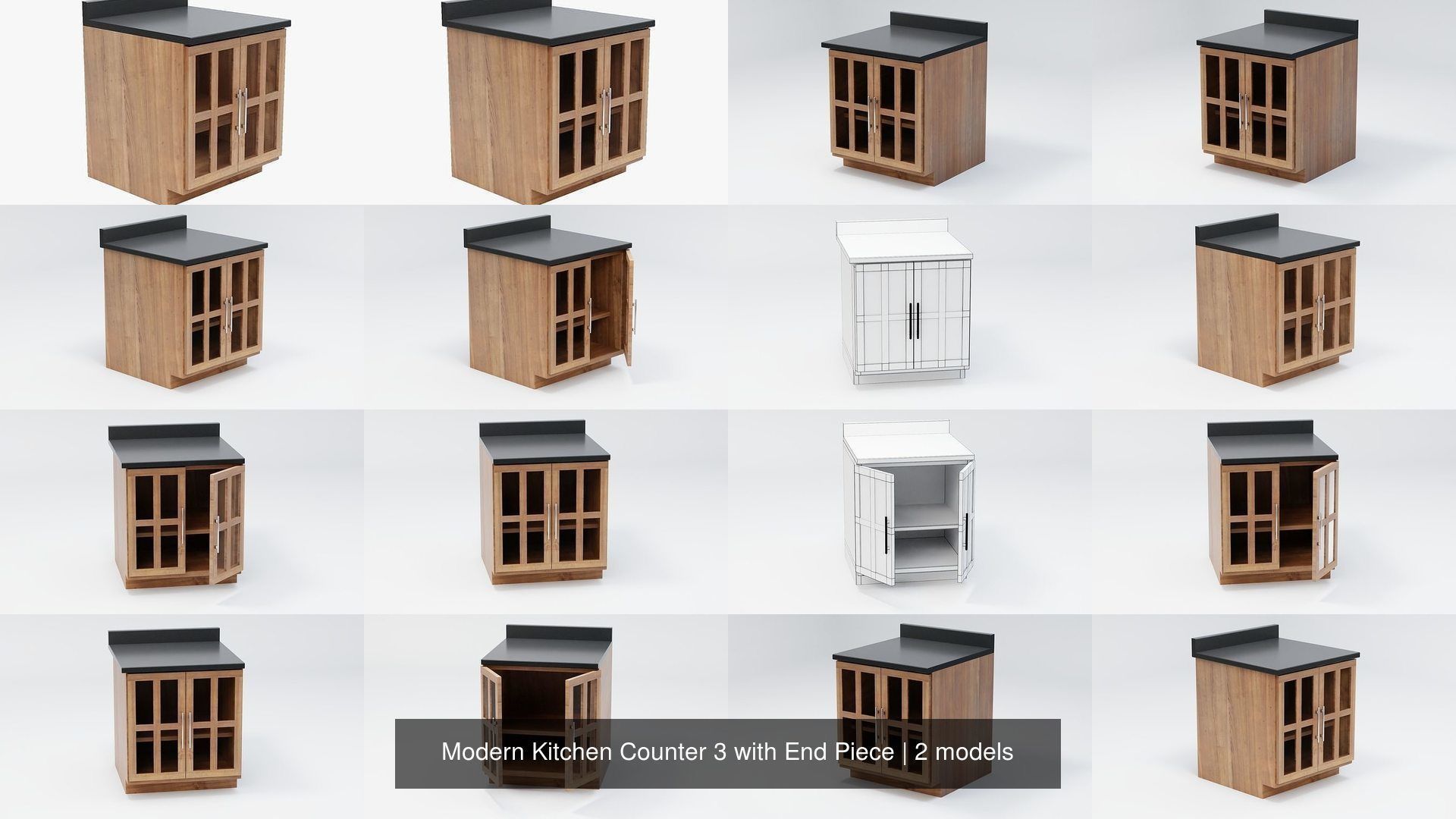 Modern Kitchen Counter 3 with End Piece 3D Model Collection | CGTrader