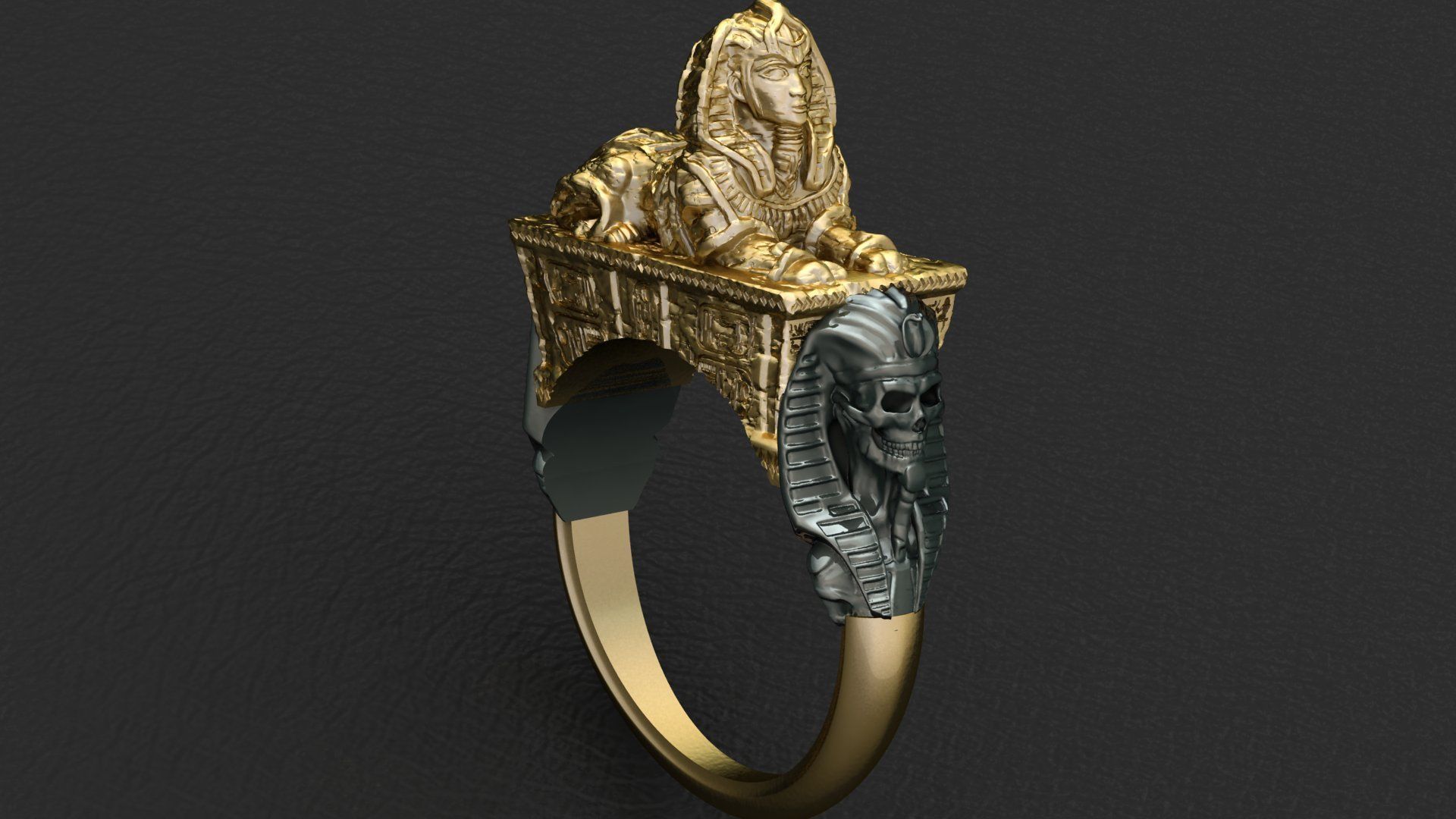 Egyptian Pharaoh Skull Sphinx Ring 3D model 3D printable | CGTrader