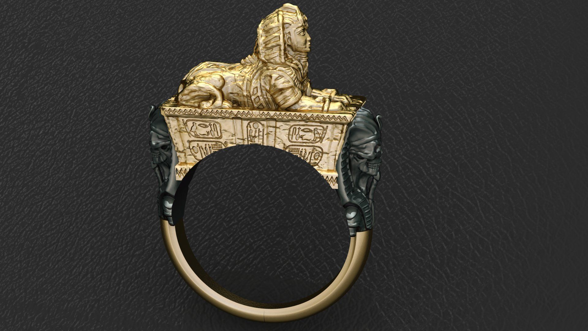 Egyptian Pharaoh Skull Sphinx Ring 3D model 3D printable | CGTrader