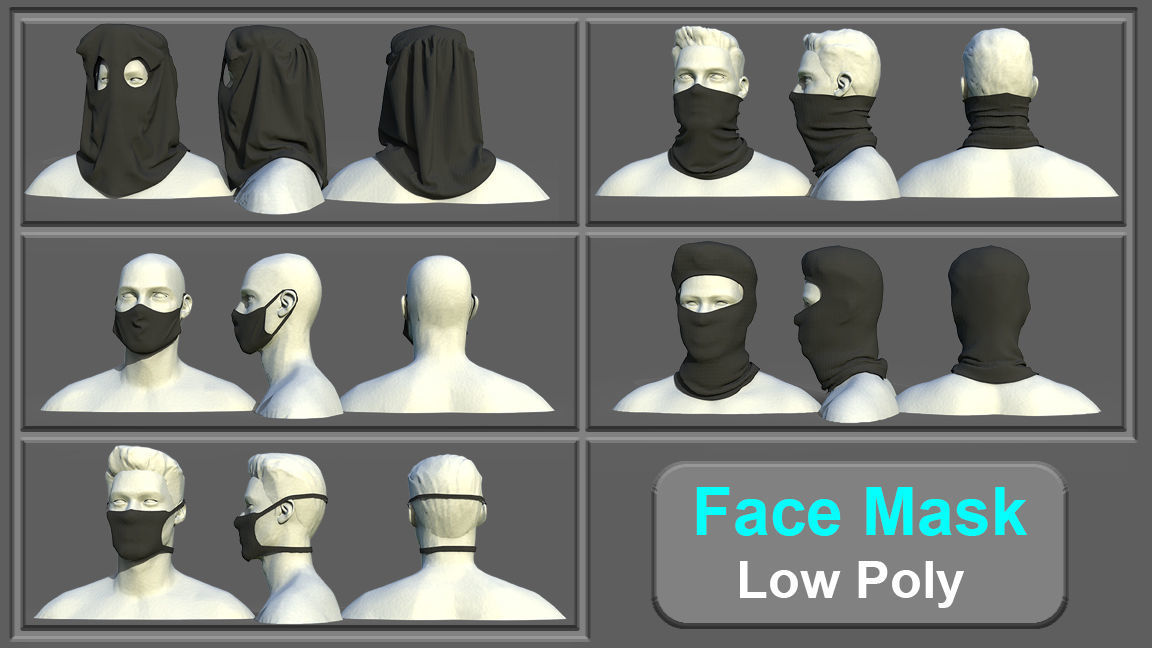 3D model Face Mask Low Poly With UV Vol 1 VR / AR / low-poly | CGTrader