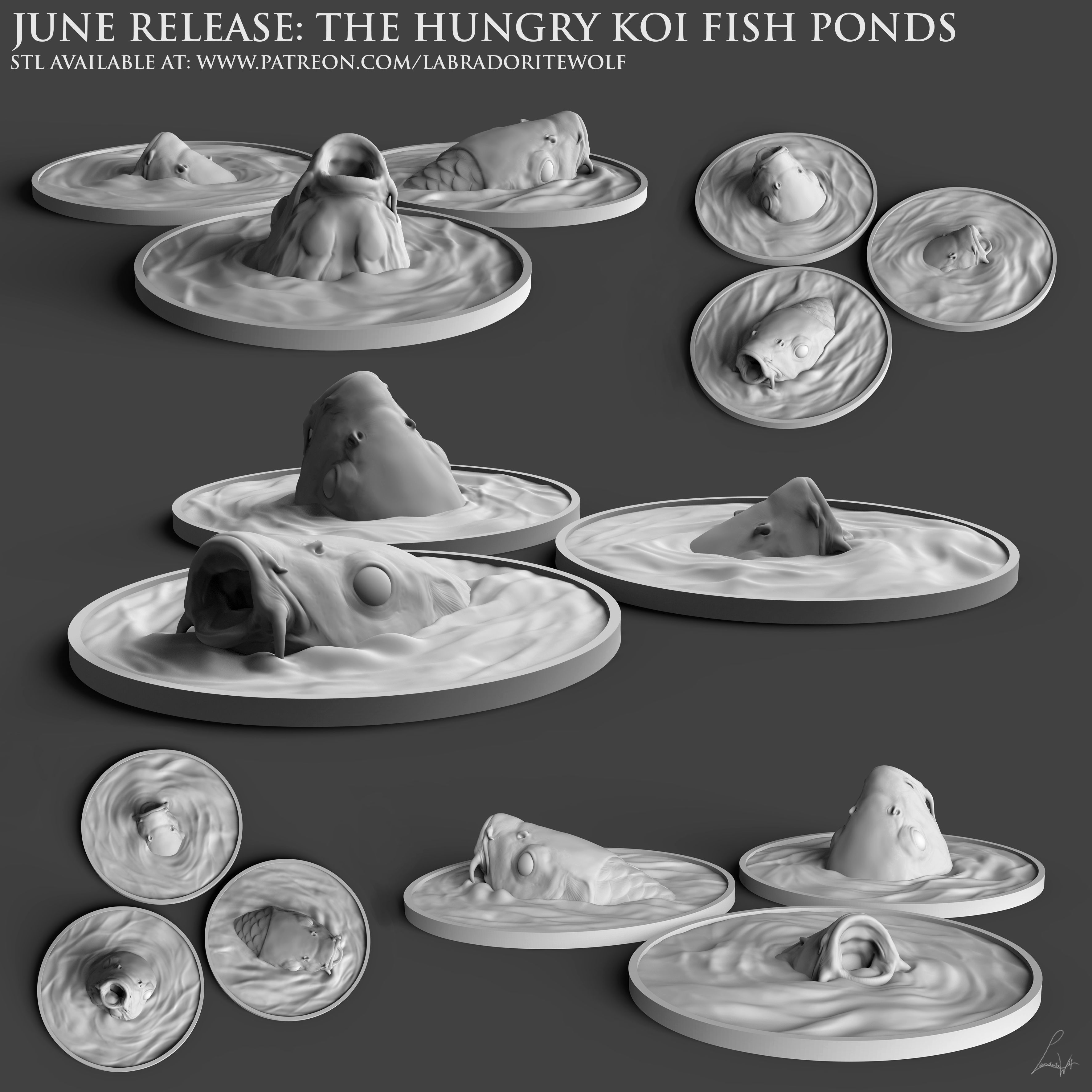 Hungry Koi Fish Ponds 3D model 3D printable | CGTrader
