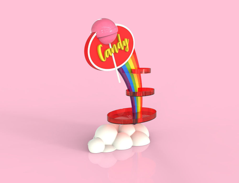 Candy Rainbow Cloud Lollipop POS stand Display 3D model | CGTrader