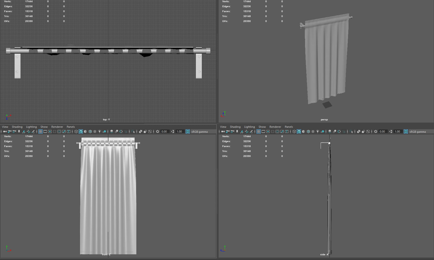 3D model Curtain with Rod VR / AR / low-poly | CGTrader