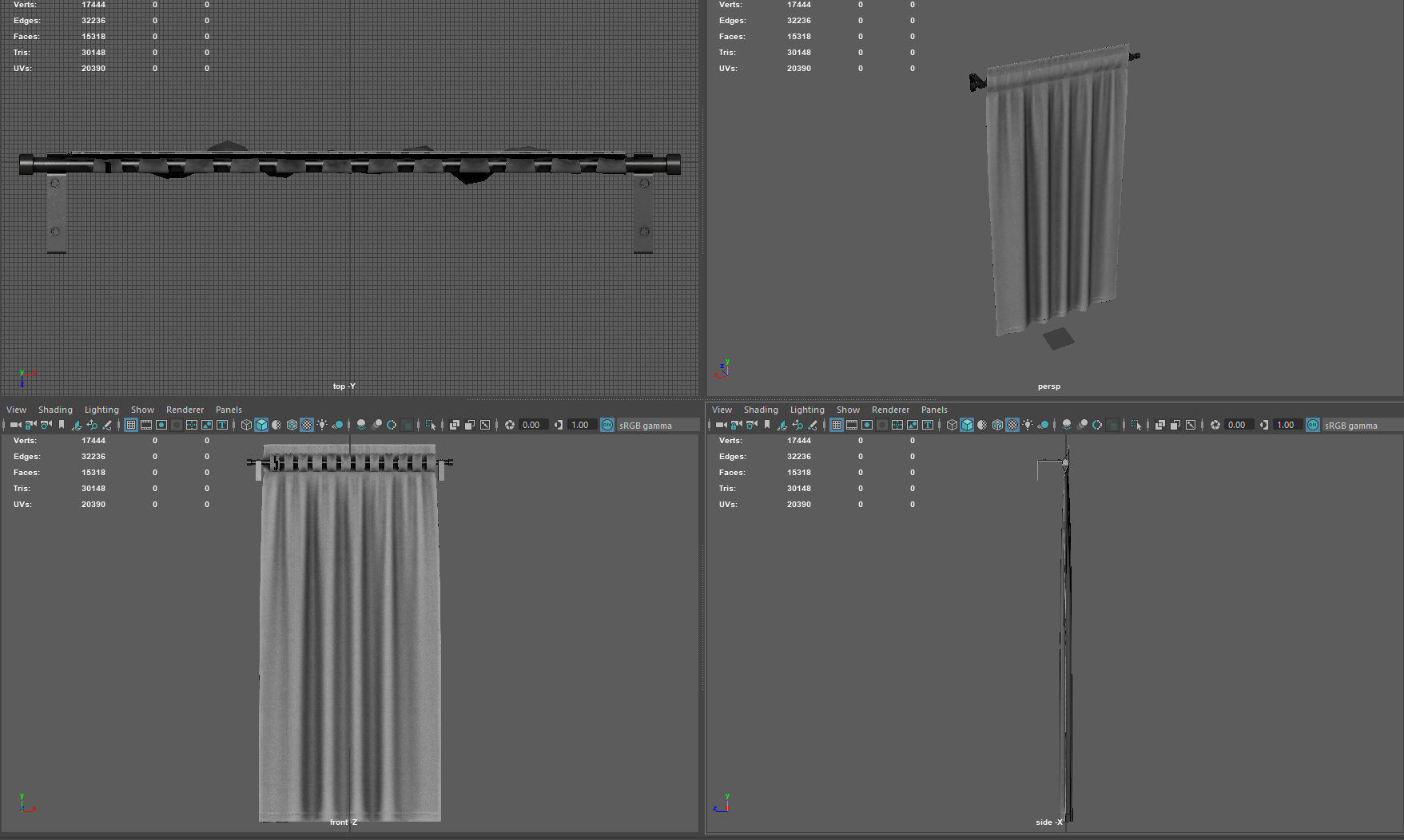 3D model Curtain with Rod VR / AR / low-poly | CGTrader