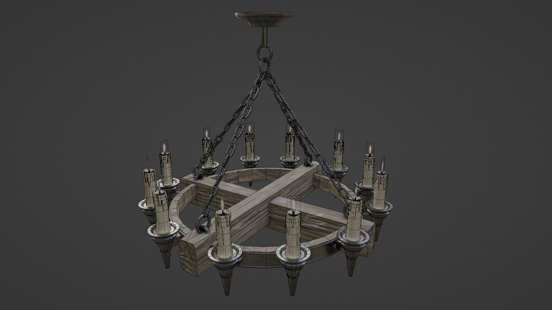 3D model Medieval Candle Chandelier VR / AR / low-poly | CGTrader