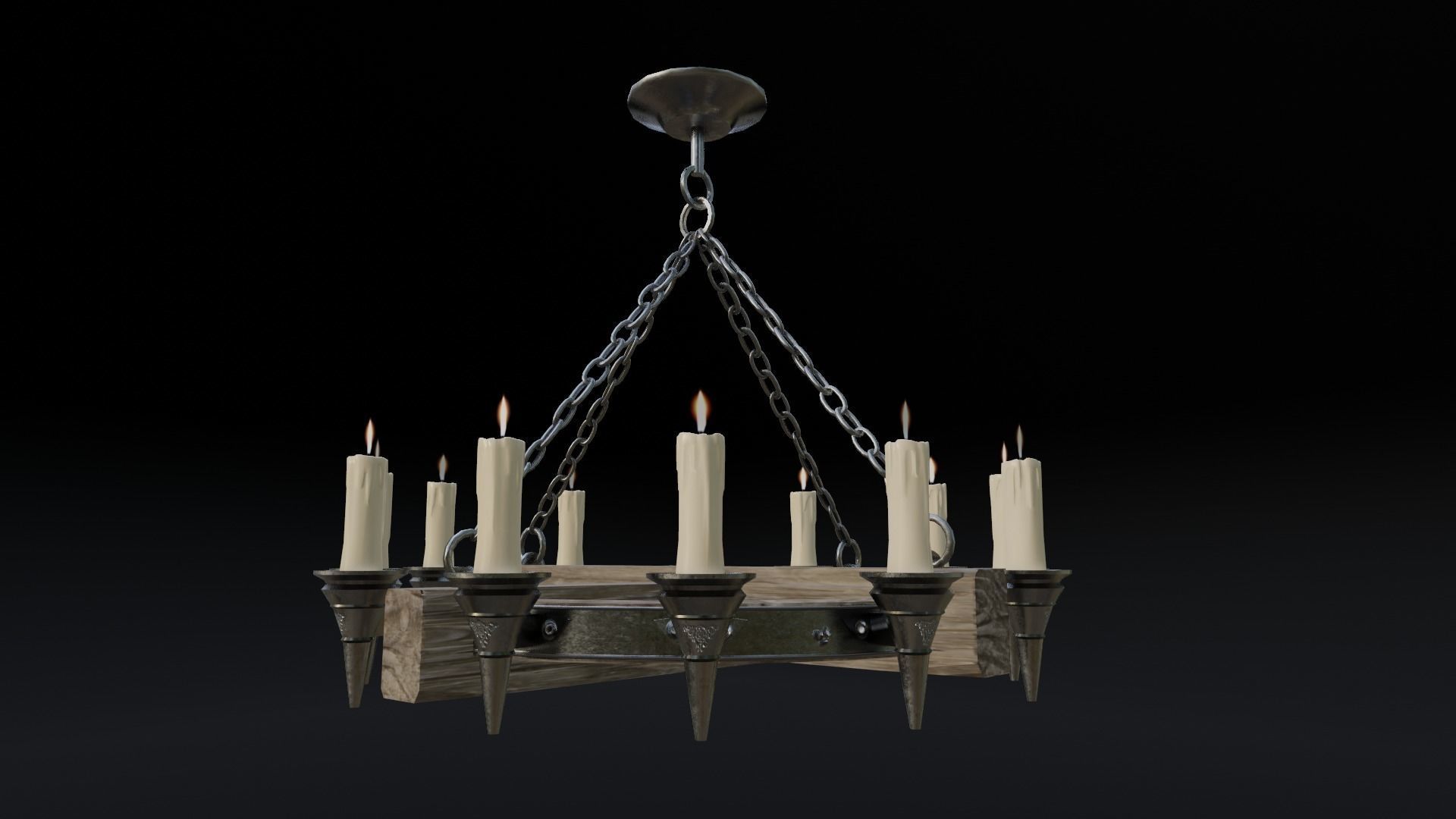 3D model Medieval Candle Chandelier VR / AR / low-poly | CGTrader