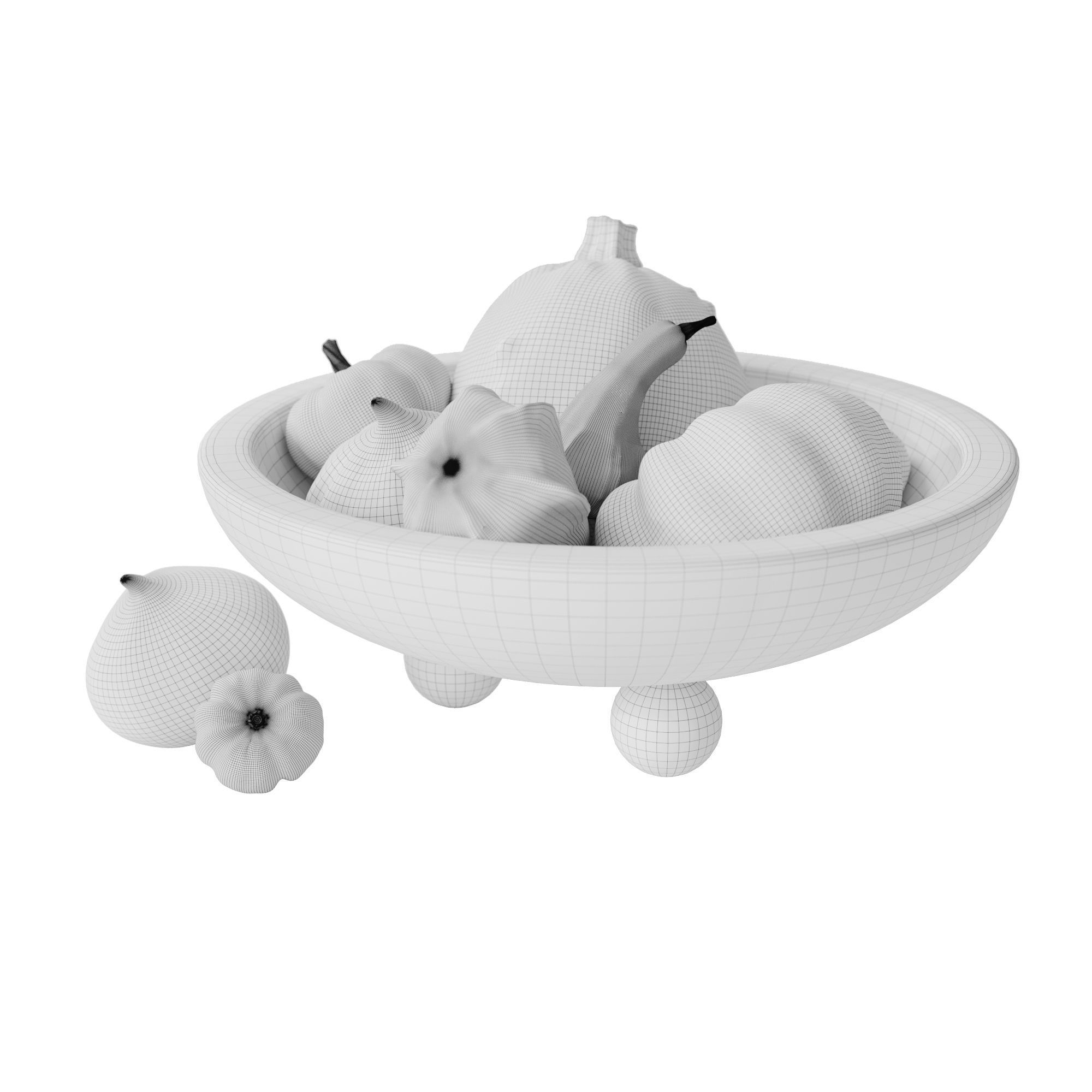 Bowl Red With Pumpkins Set2 3D model | CGTrader