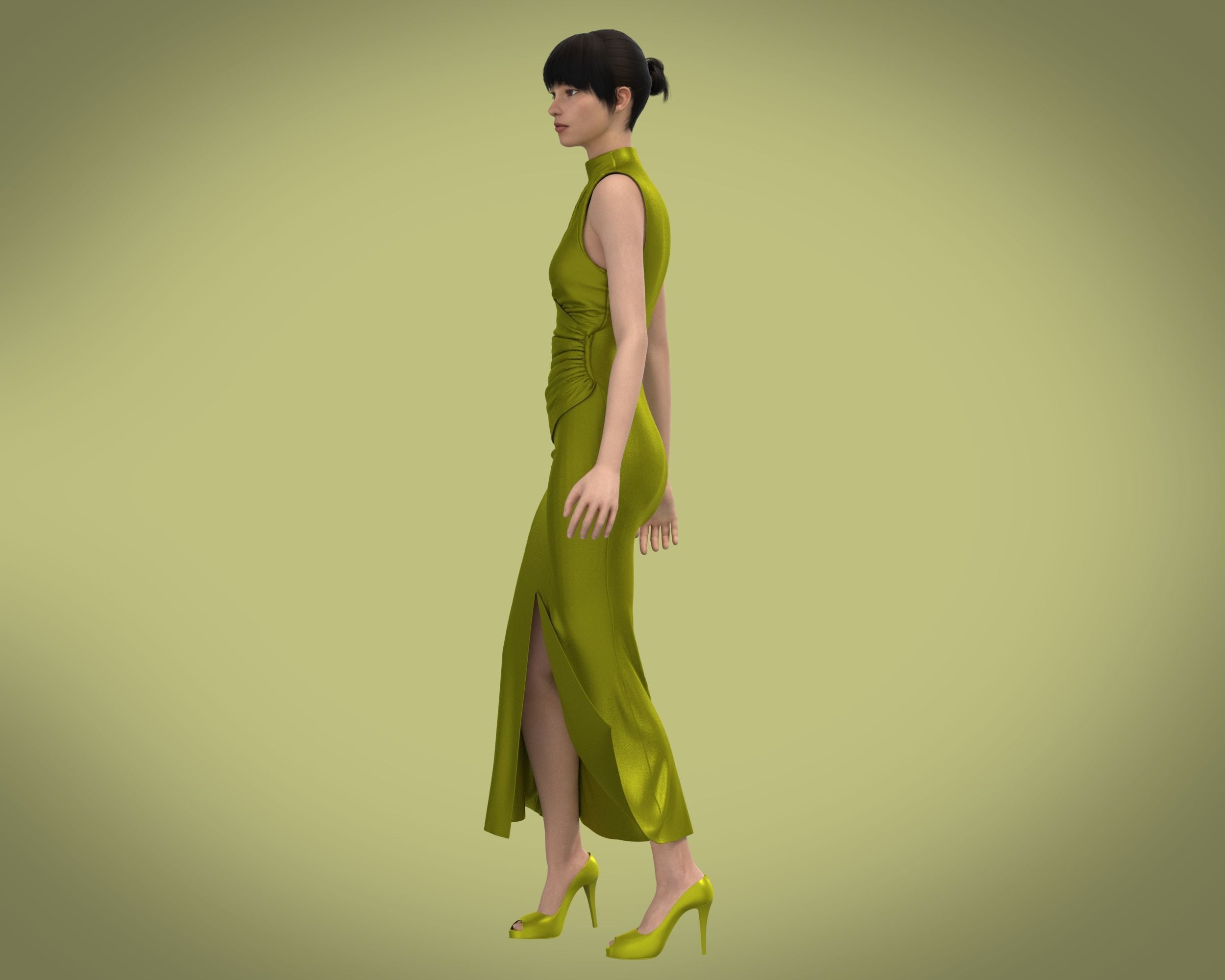 Nightwear-Silk woman in dress for sims 3D model | CGTrader