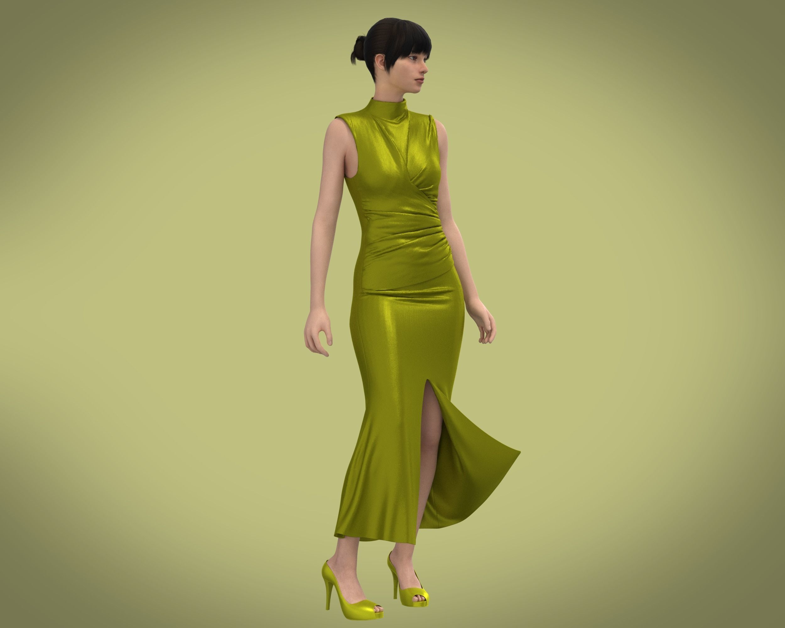 Nightwear-Silk woman in dress for sims 3D model | CGTrader