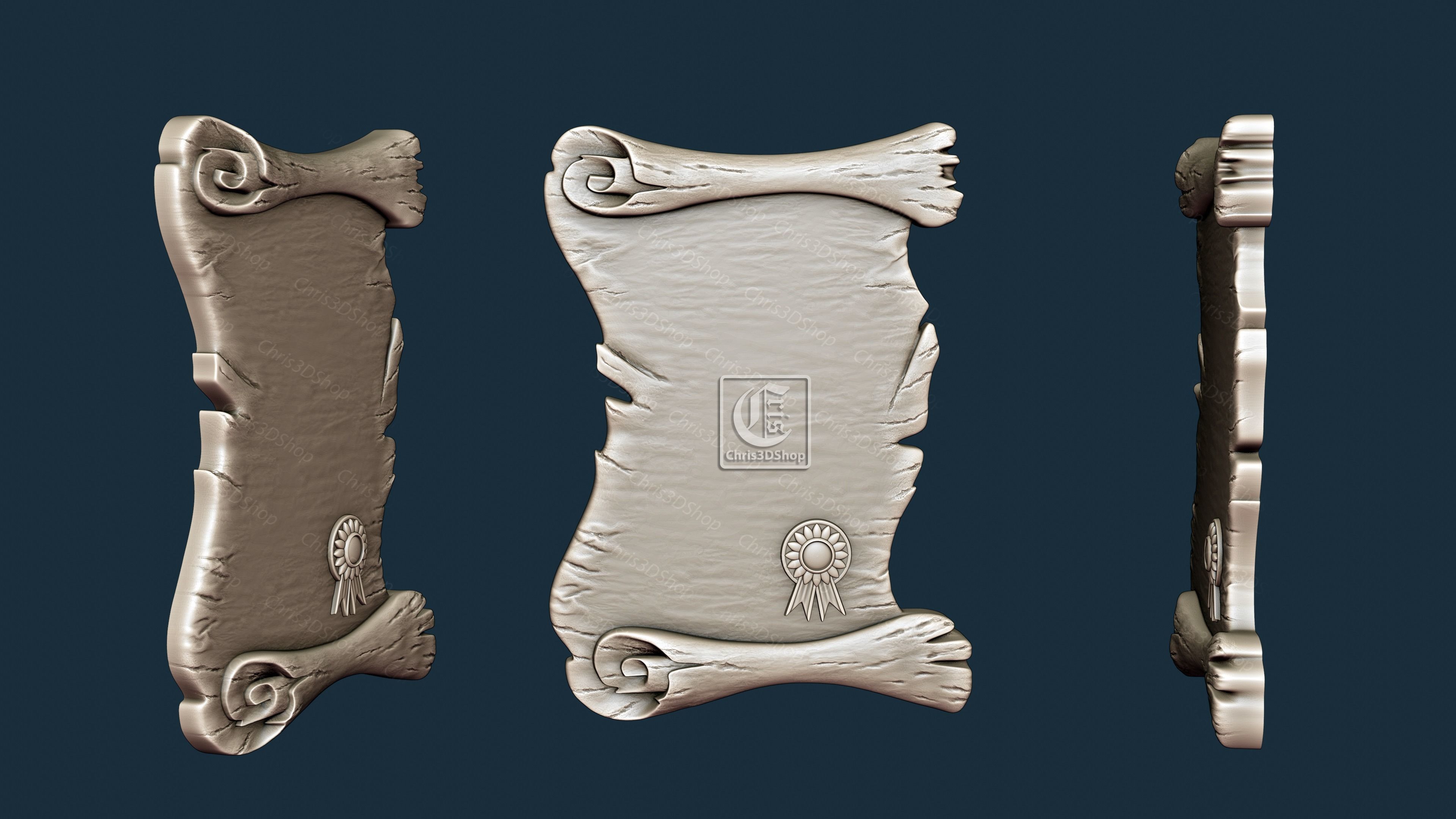 Scroll Shaped Plaque - 3D STL File for CNC 3D model 3D printable | CGTrader