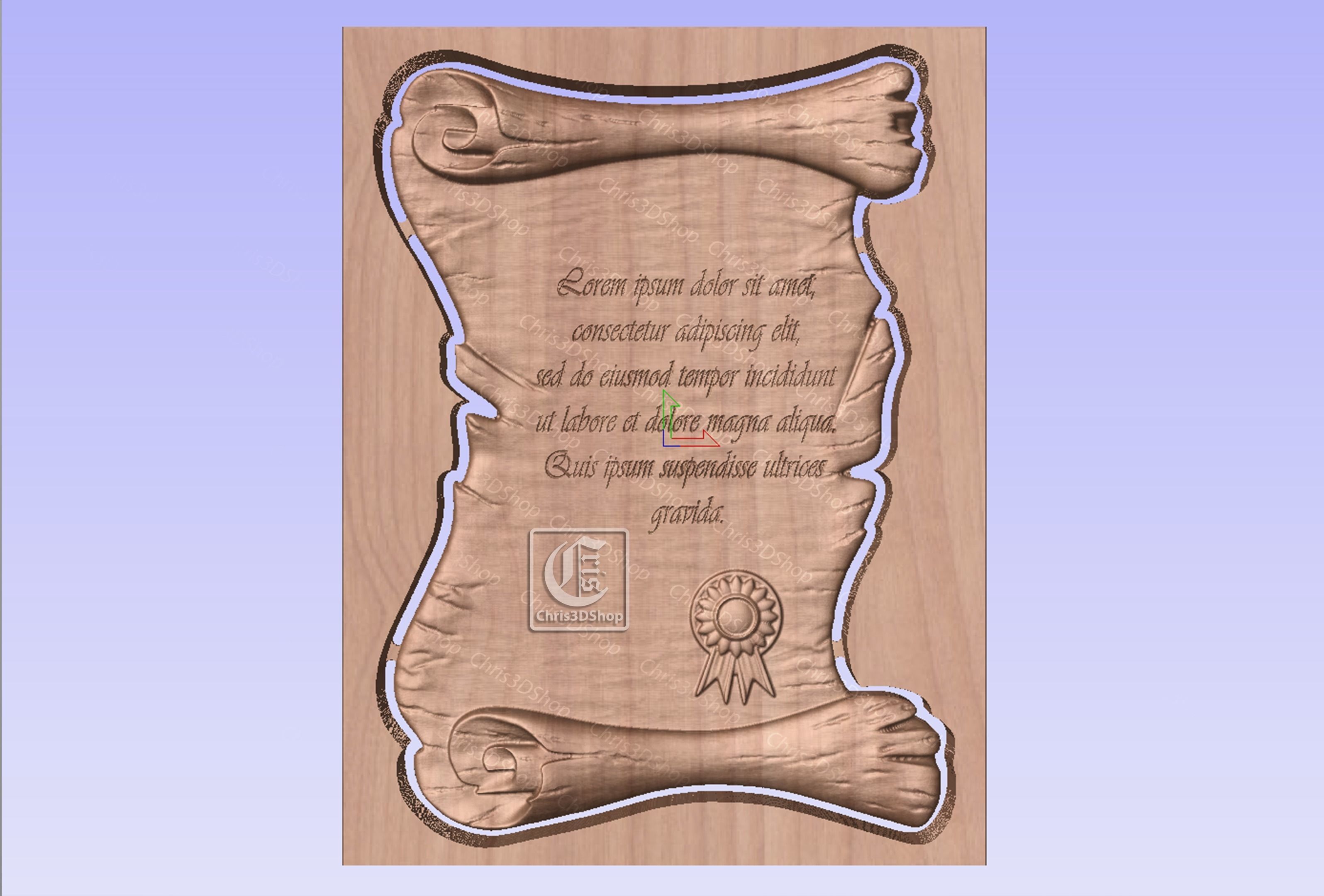 Scroll Shaped Plaque - 3D STL File for CNC 3D model 3D printable | CGTrader
