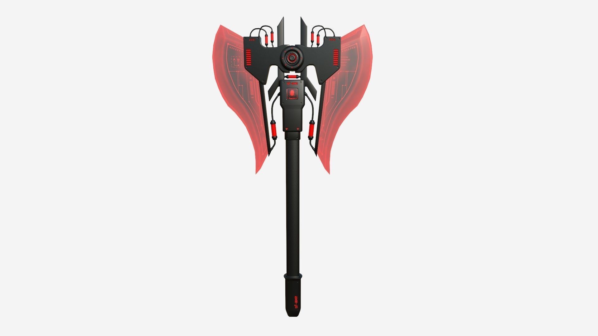 3D model SciFi War Axe B04 Black Red - Sci Fi Weapon Design VR / AR ...