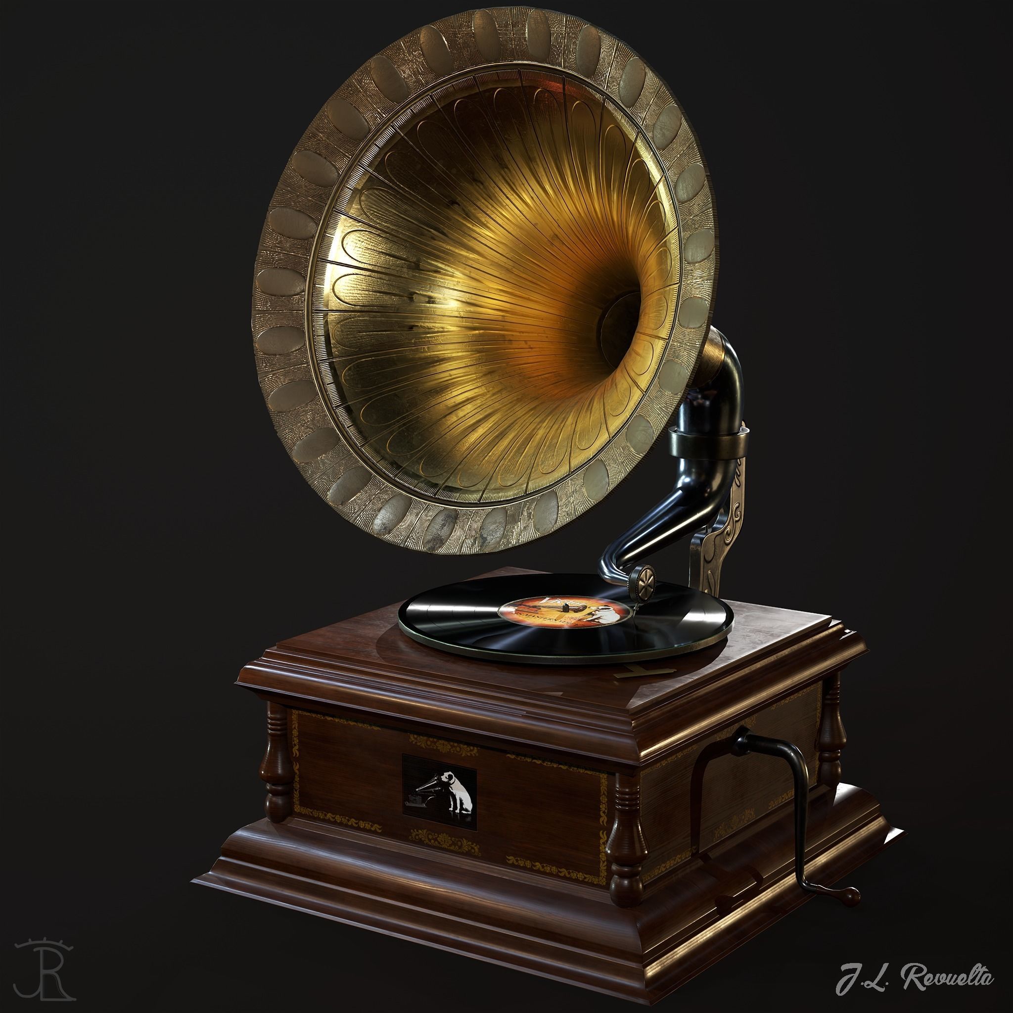 3D model Vintage Gramophone VR / AR / low-poly | CGTrader