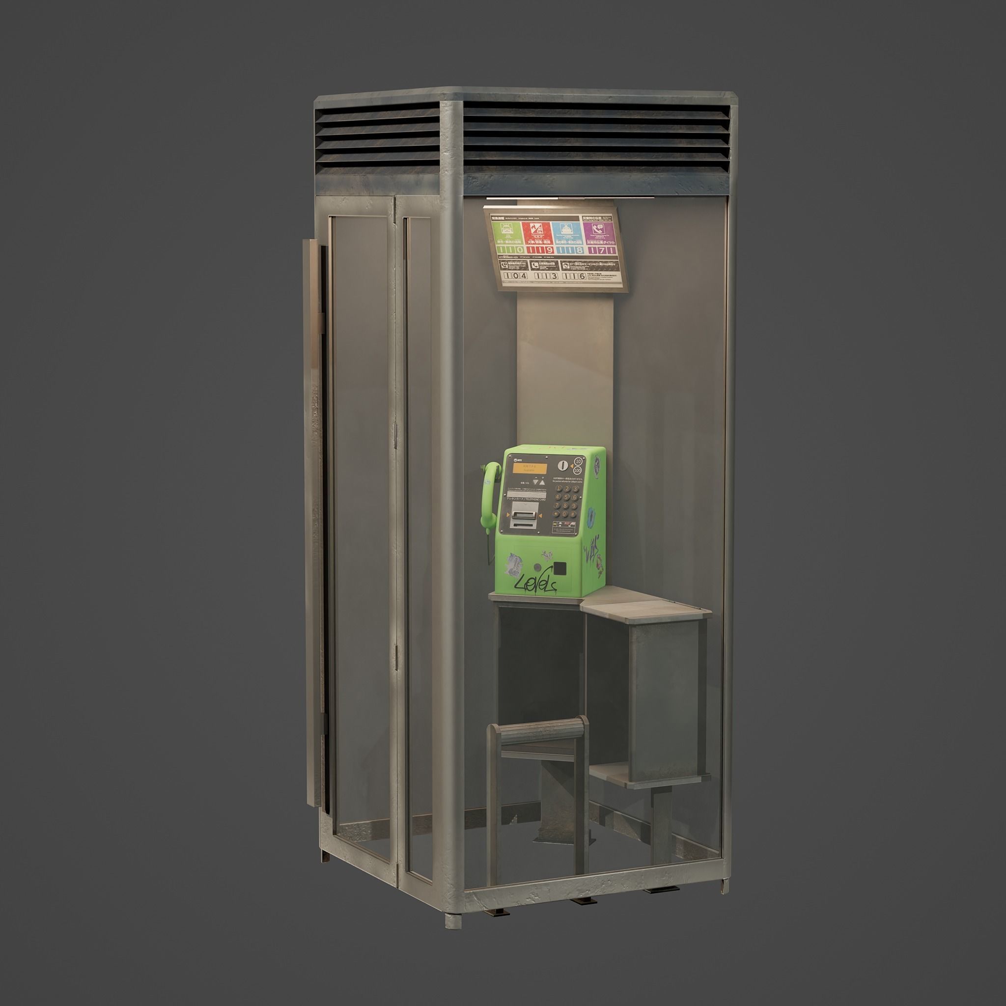 3D model Japanese Telephon Booth VR / AR / low-poly | CGTrader