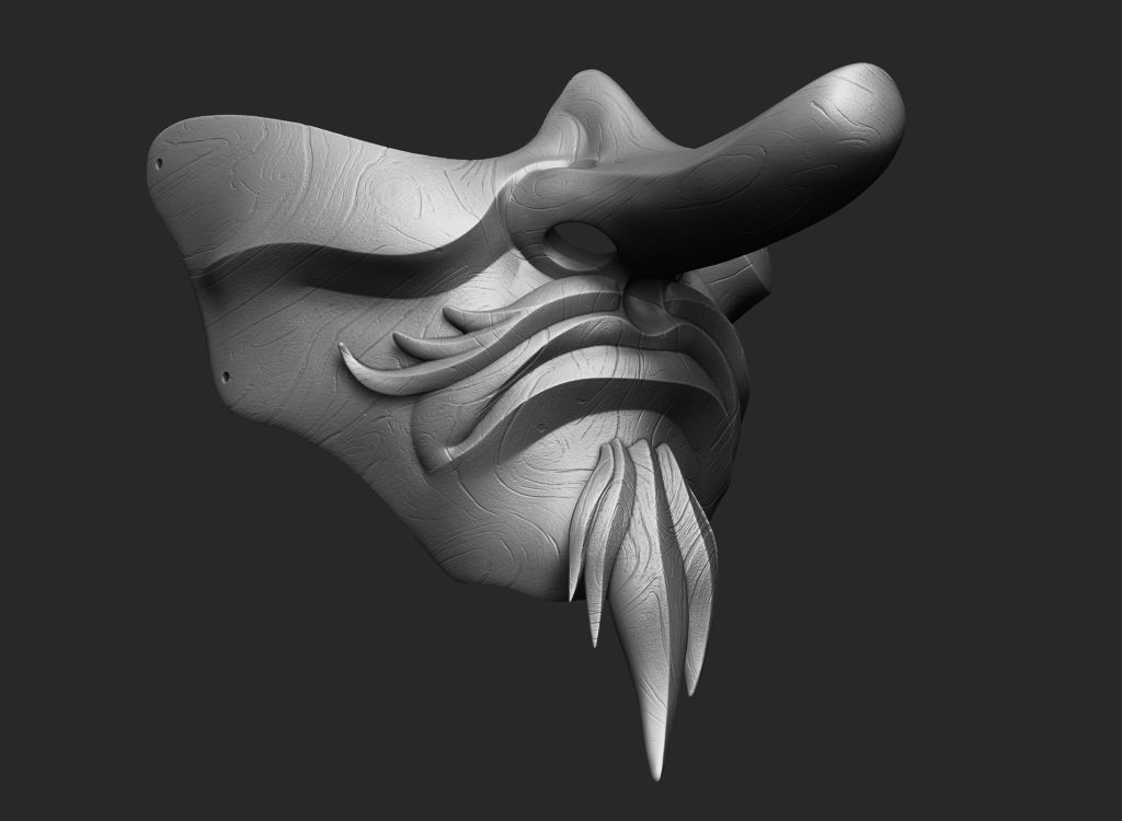 Japanese Tengu Half Mask Oni Demon Mask 3D model 3D printable | CGTrader