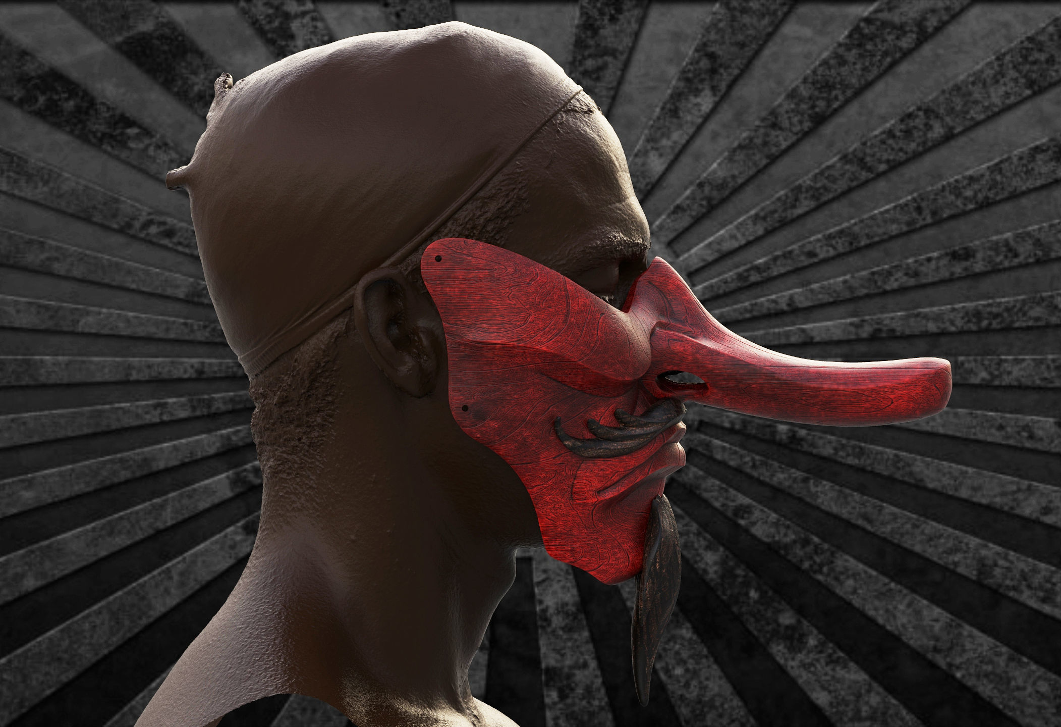Japanese Tengu Half Mask Oni Demon Mask 3D model 3D printable | CGTrader