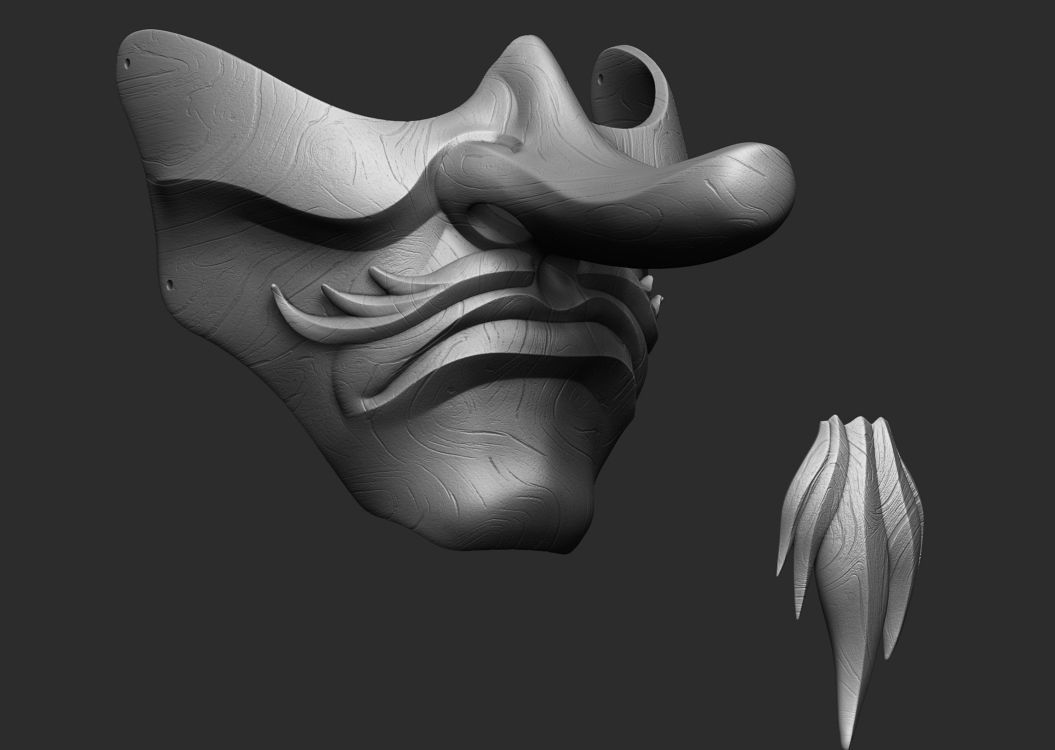 Japanese Tengu Half Mask Oni Demon Mask 3D model 3D printable | CGTrader