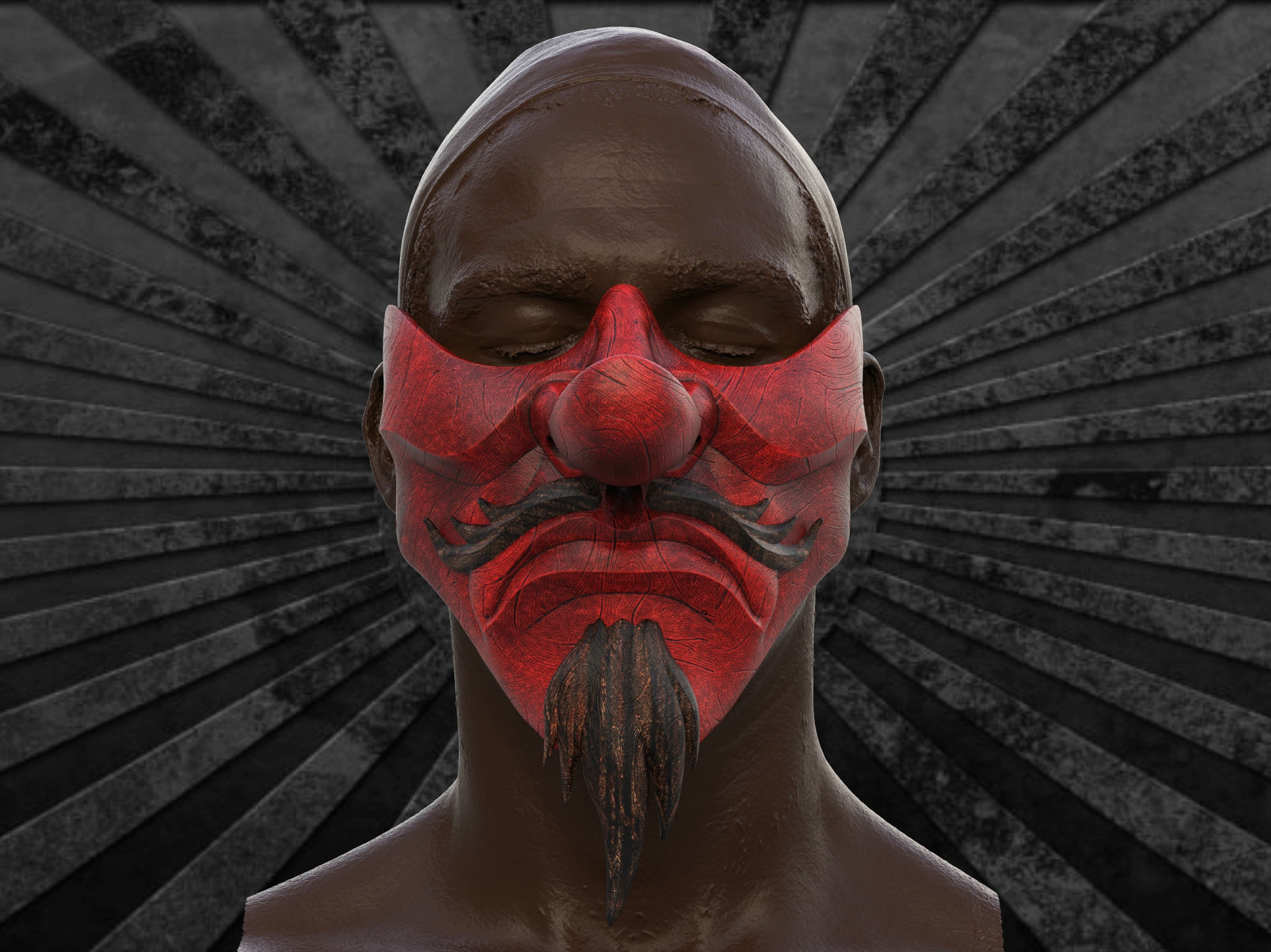 Japanese Tengu Half Mask Oni Demon Mask 3D model 3D printable | CGTrader