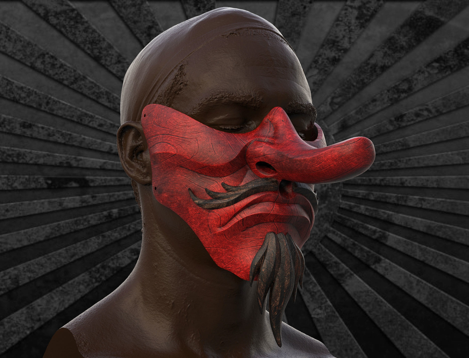 Japanese Tengu Half Mask Oni Demon Mask 3D model 3D printable | CGTrader