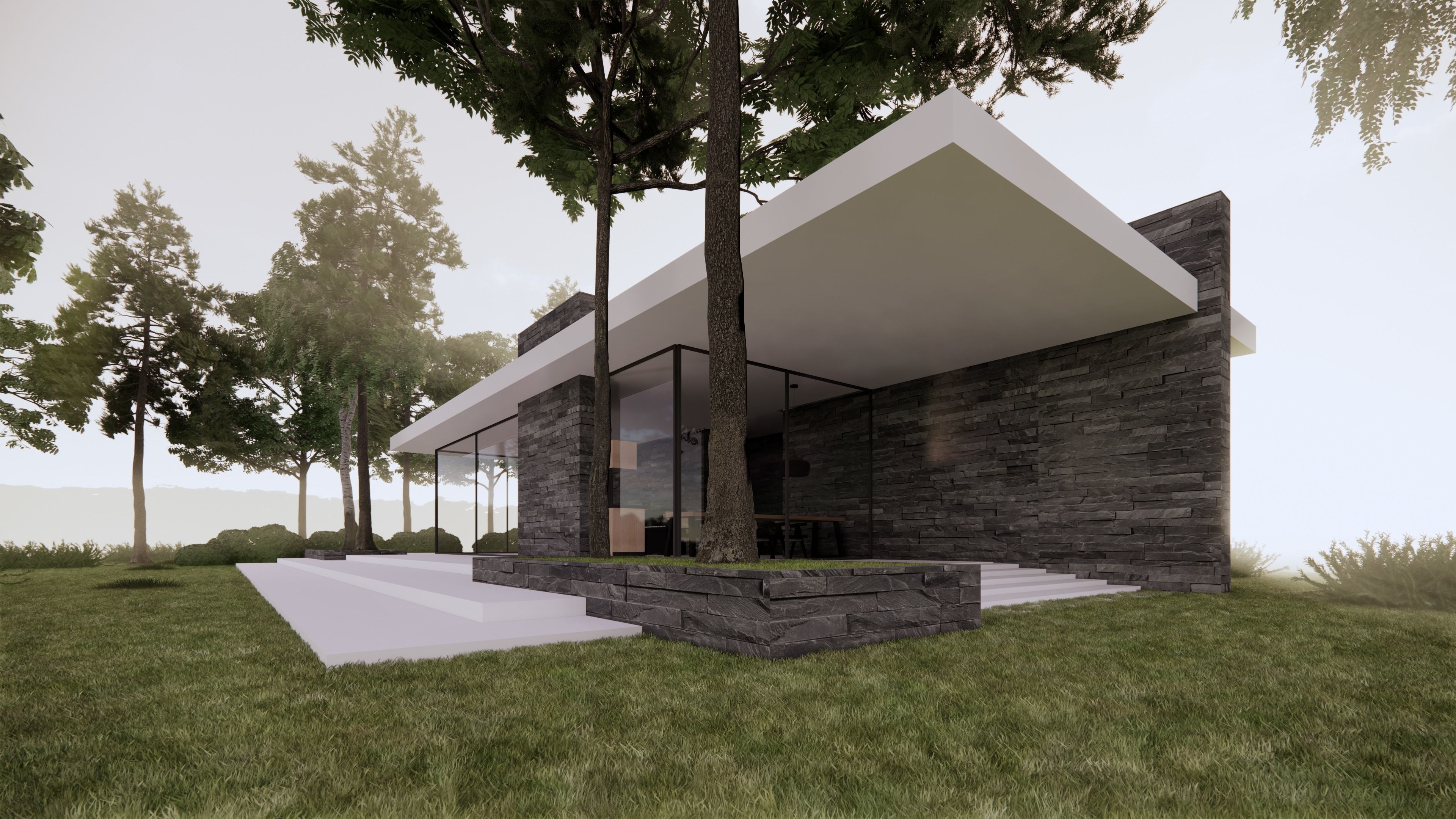 Modern House Exterior Scene 3D model | CGTrader