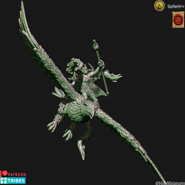 Wood Elf mage on eagle king 3D model 3D printable | CGTrader