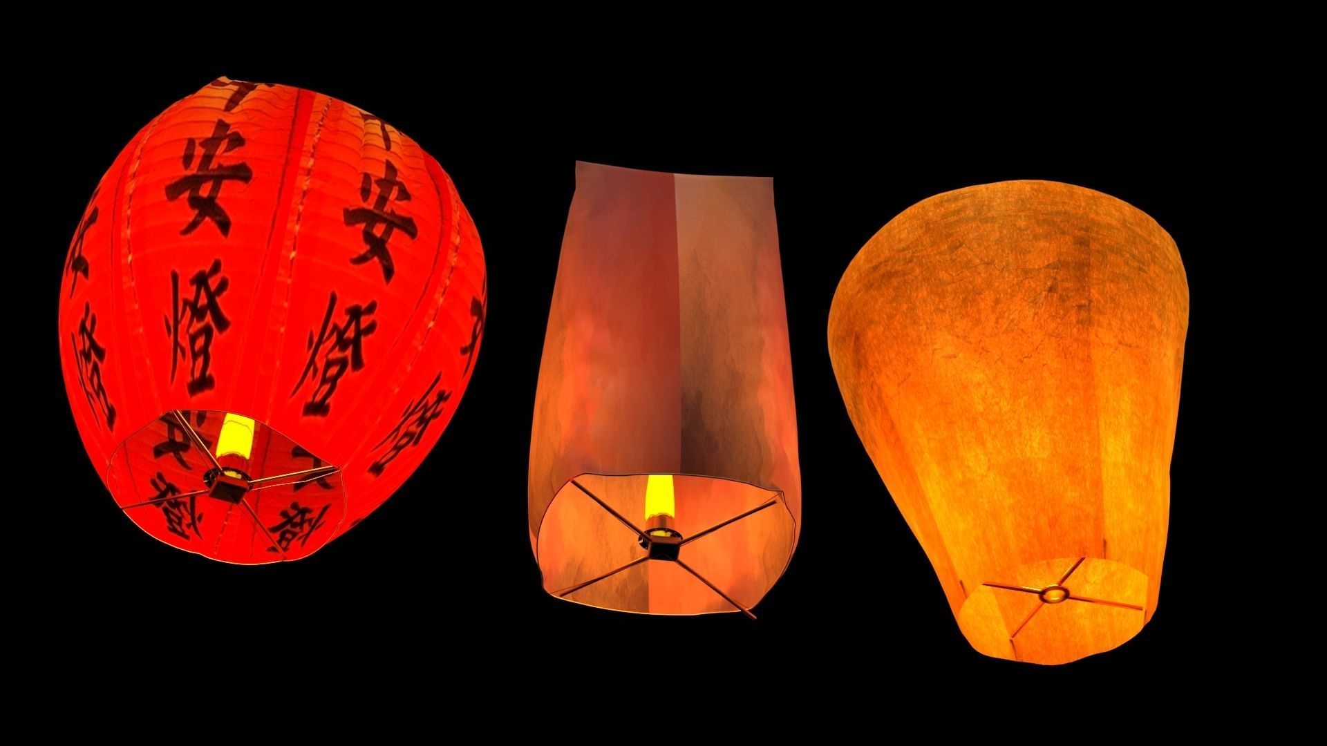 Chinese sky lantern 3D model | CGTrader