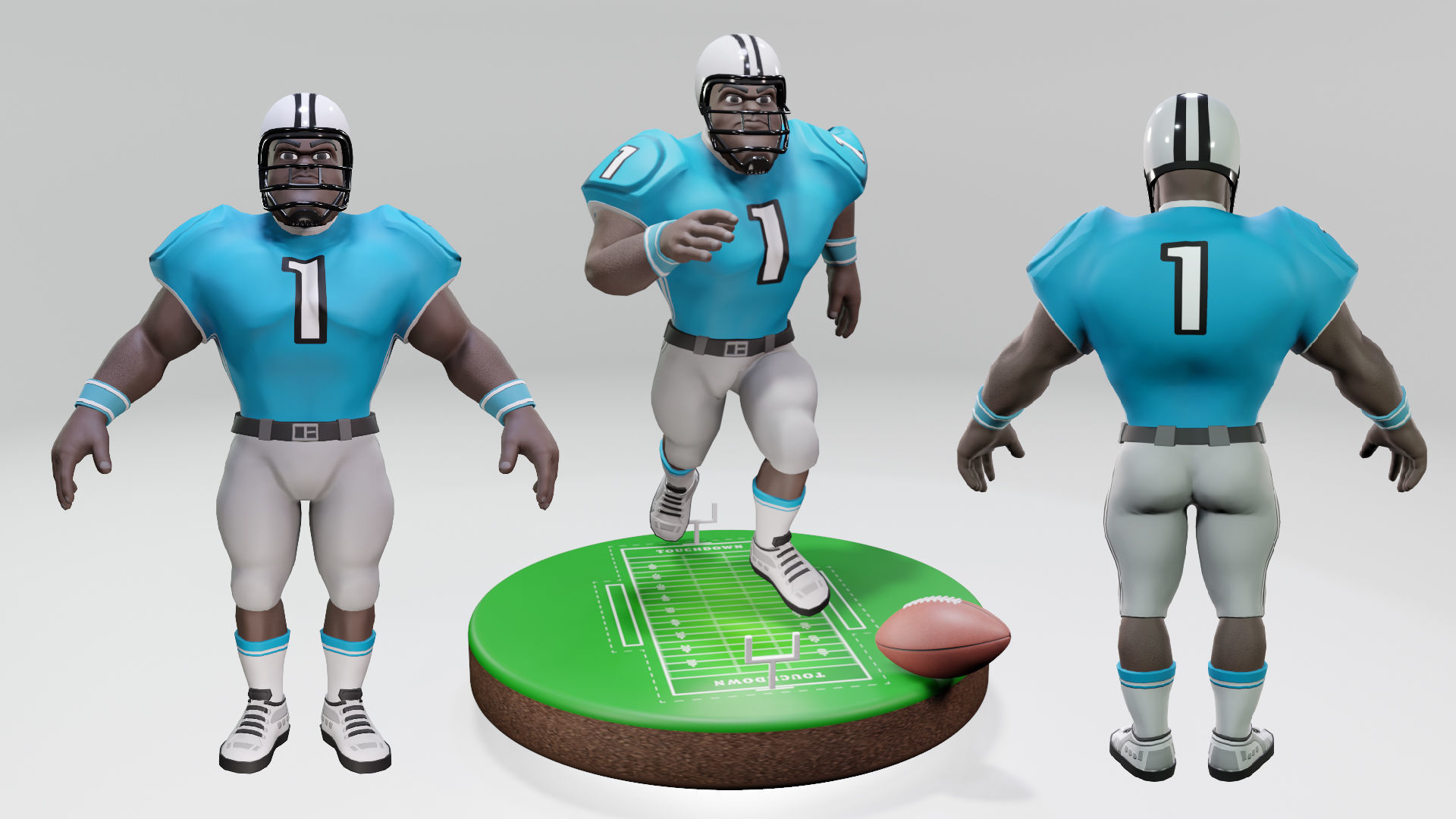 3D model American Football Touchdown Character 03A VR / AR / low-poly ...