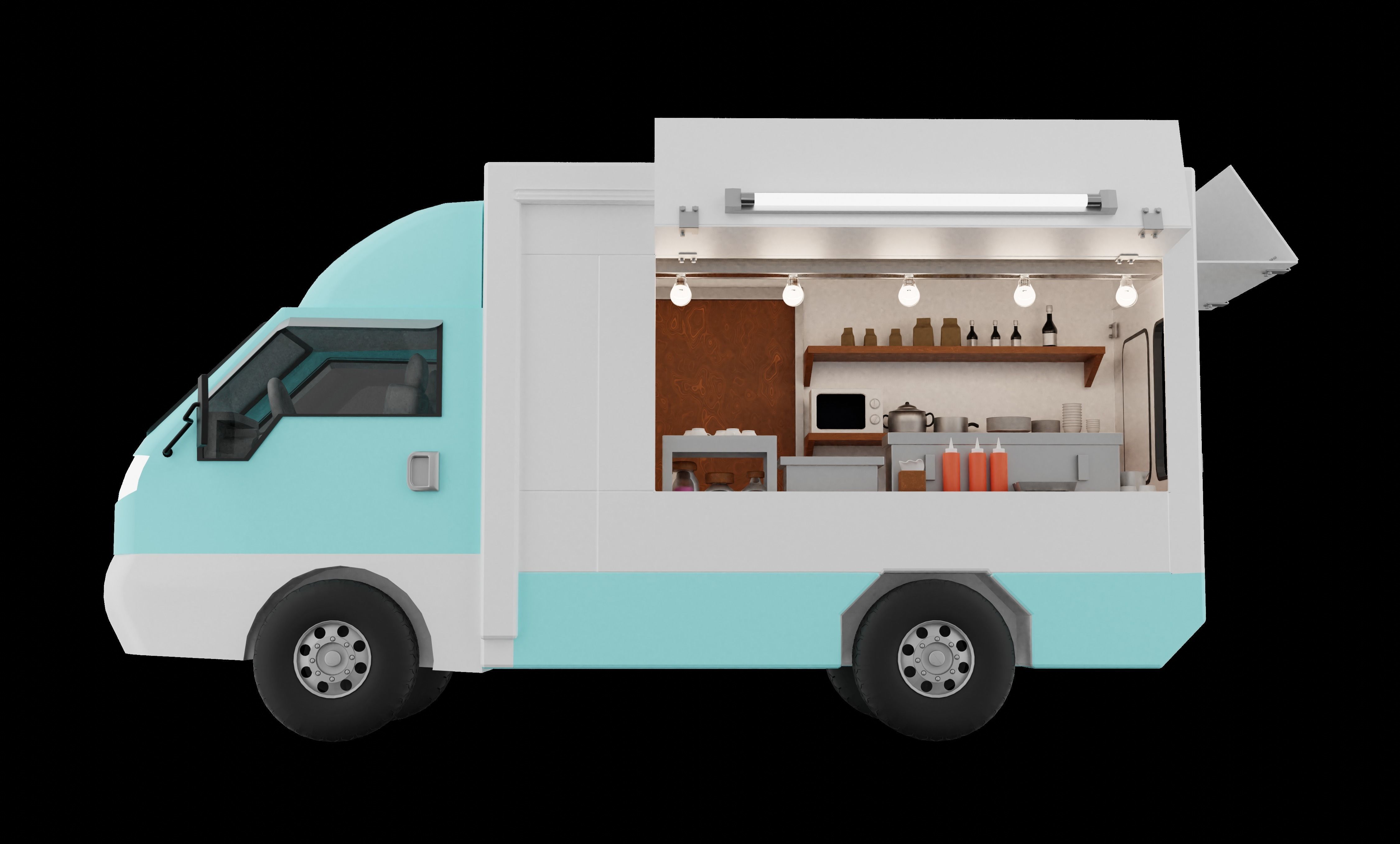 3D model Food truck cartoon character with low-poly for commercial ...