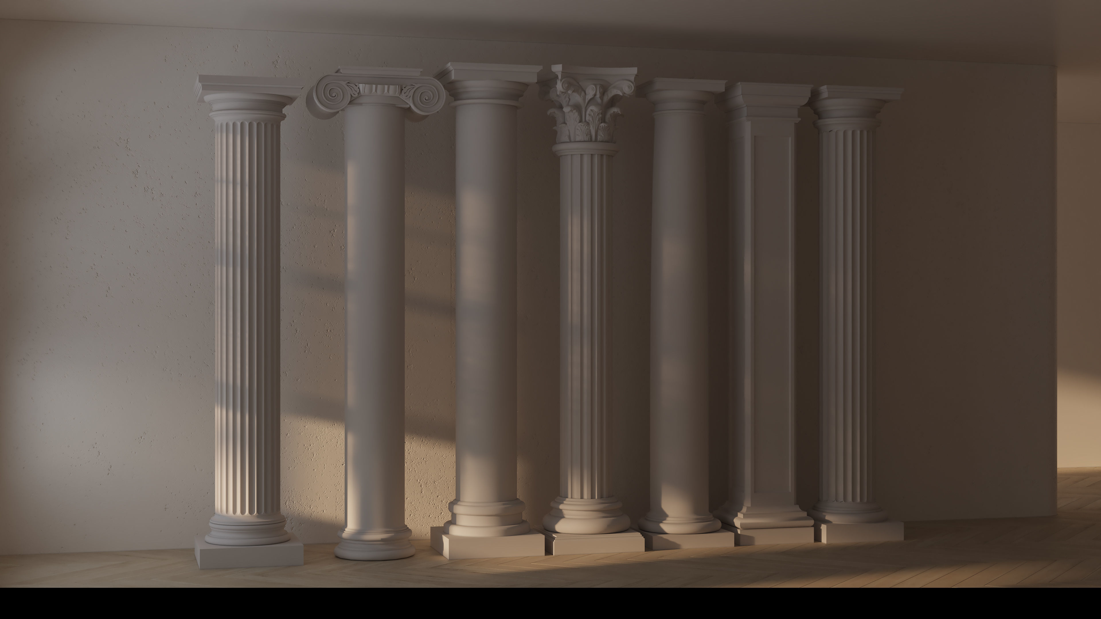 3D model Roman column European assembly phase 1 -004 VR / AR / low-poly ...