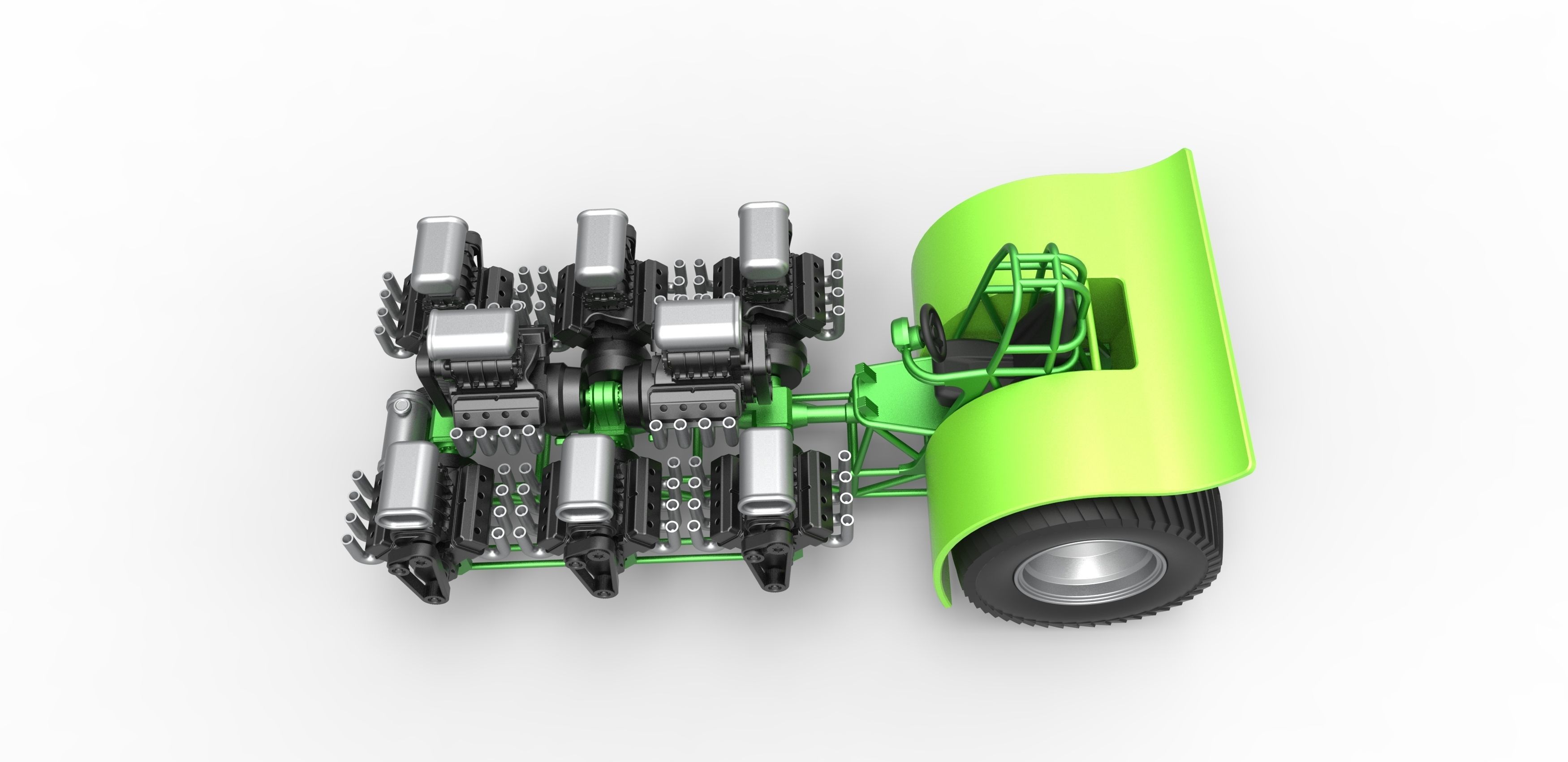 Diecast Pulling tractor with 8 engines V8 Scale 1 to 25 3D model 3D ...