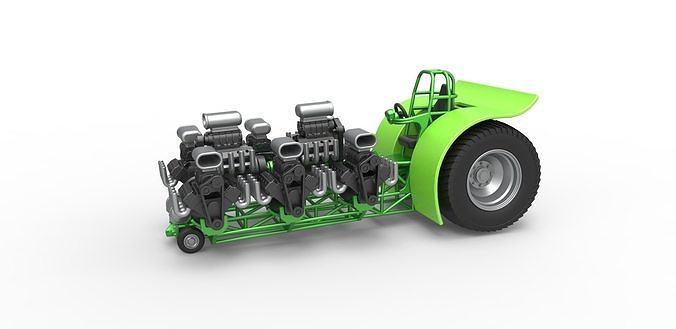 Pulling tractor with 8 engines V8 Scale 1 to 25 3D model 3D printable ...