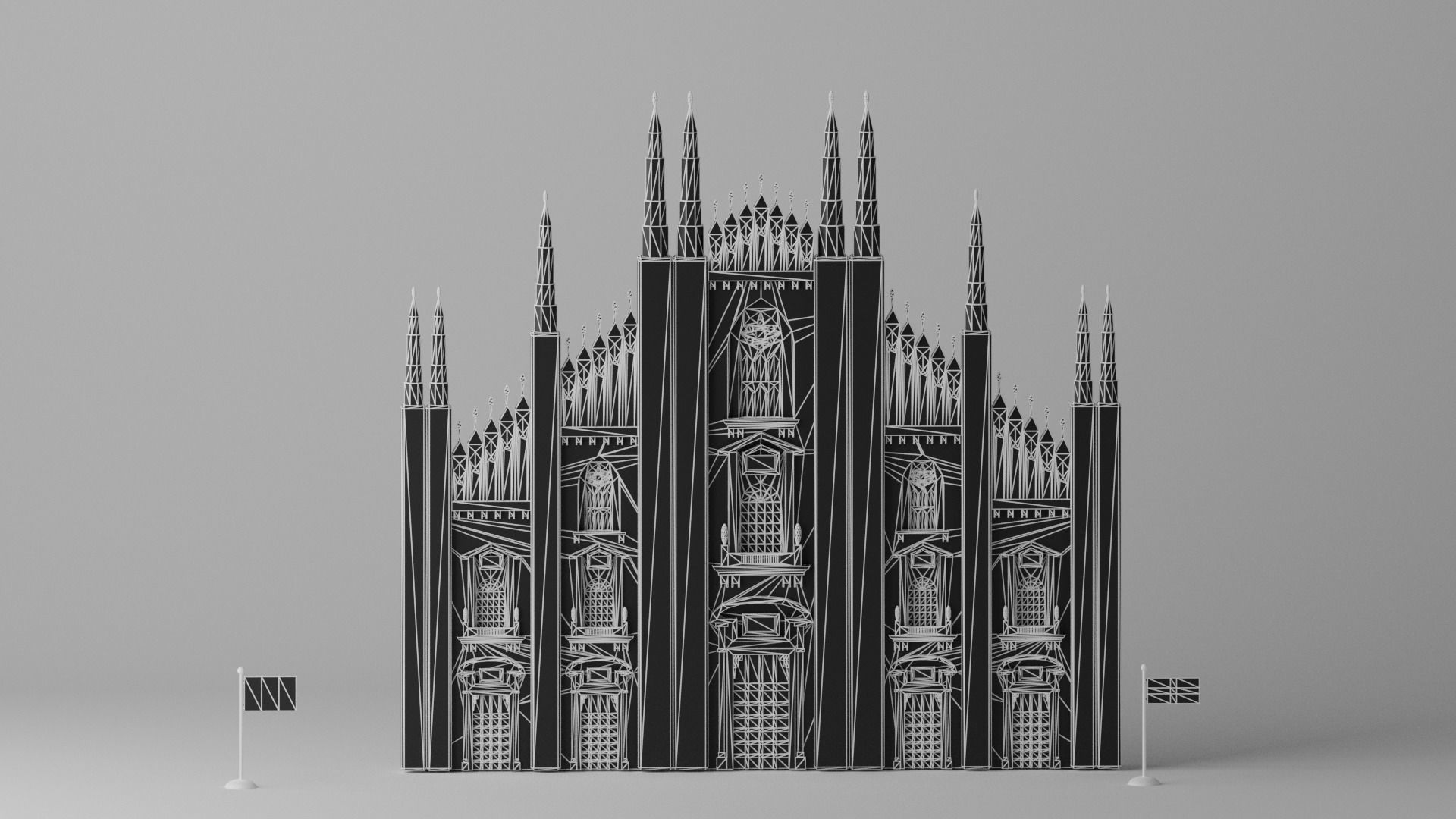 3D model Milan Cathedral Duomo di Milano Facade VR / AR / low-poly ...