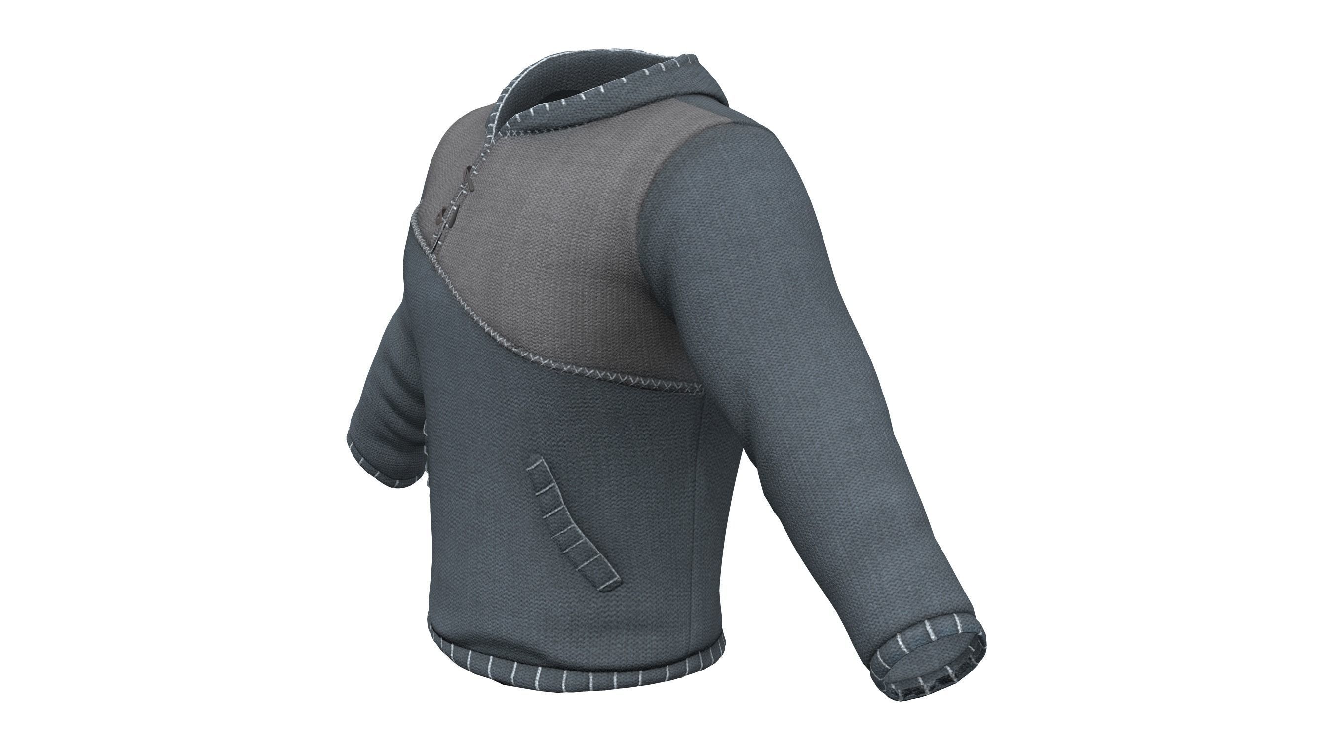 3D model Men Ragged Thick Hooded Sweater Jumper VR / AR / low-poly ...