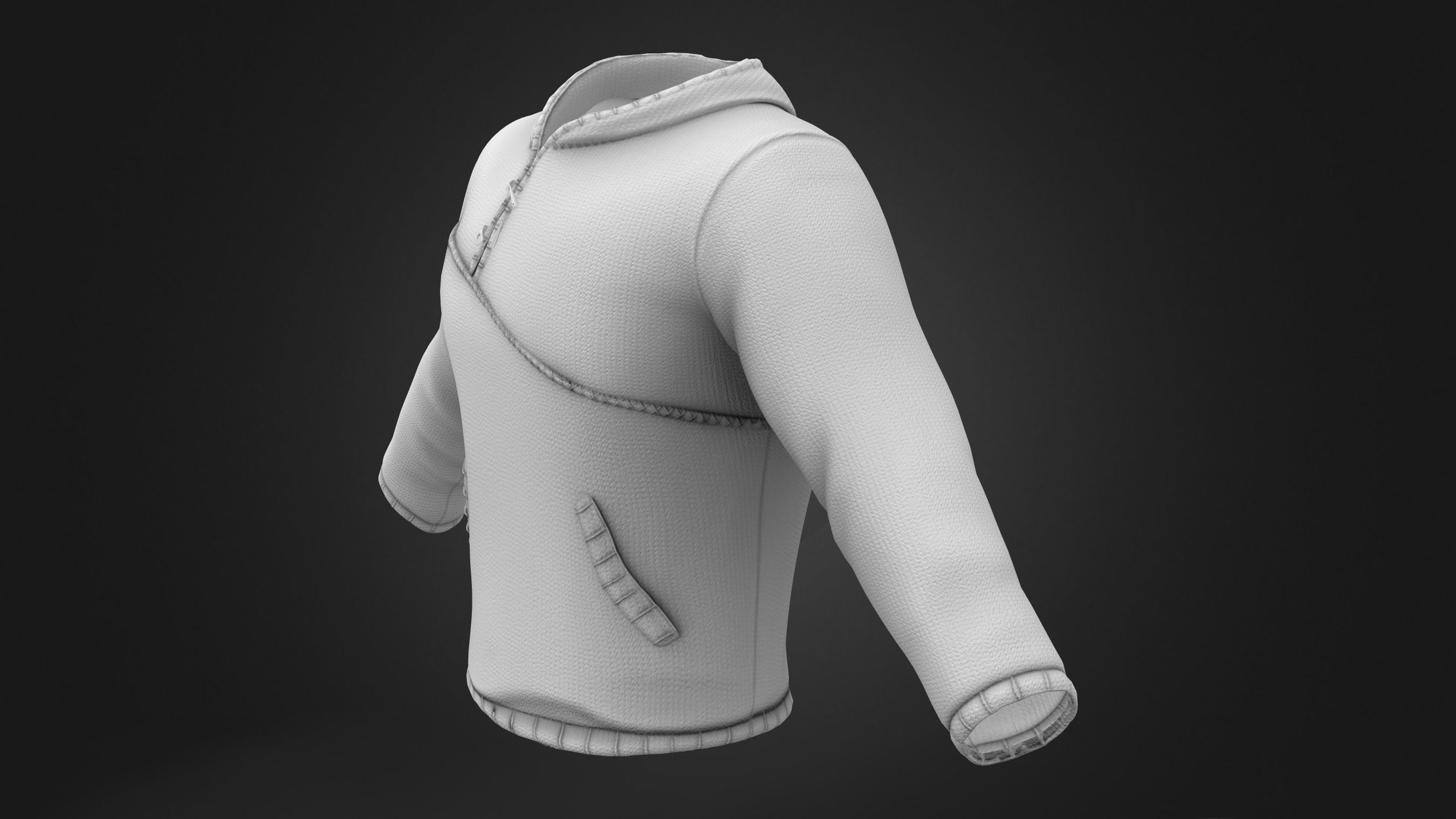 3D model Men Ragged Thick Hooded Sweater Jumper VR / AR / low-poly ...