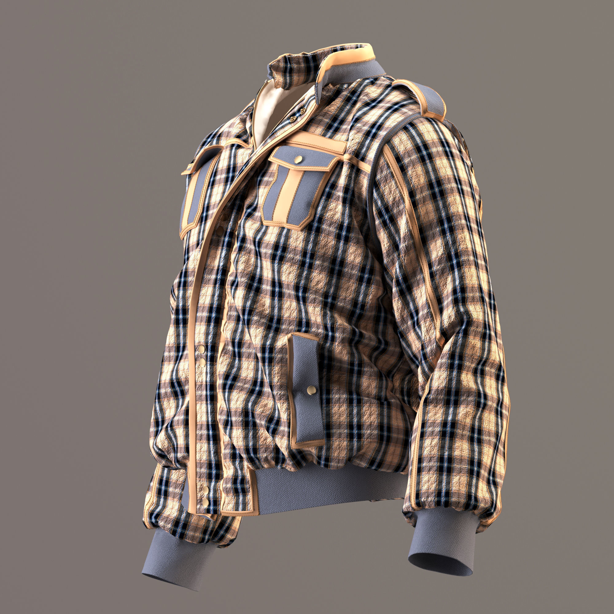 3d Fleece plaid jacket 3D model | CGTrader